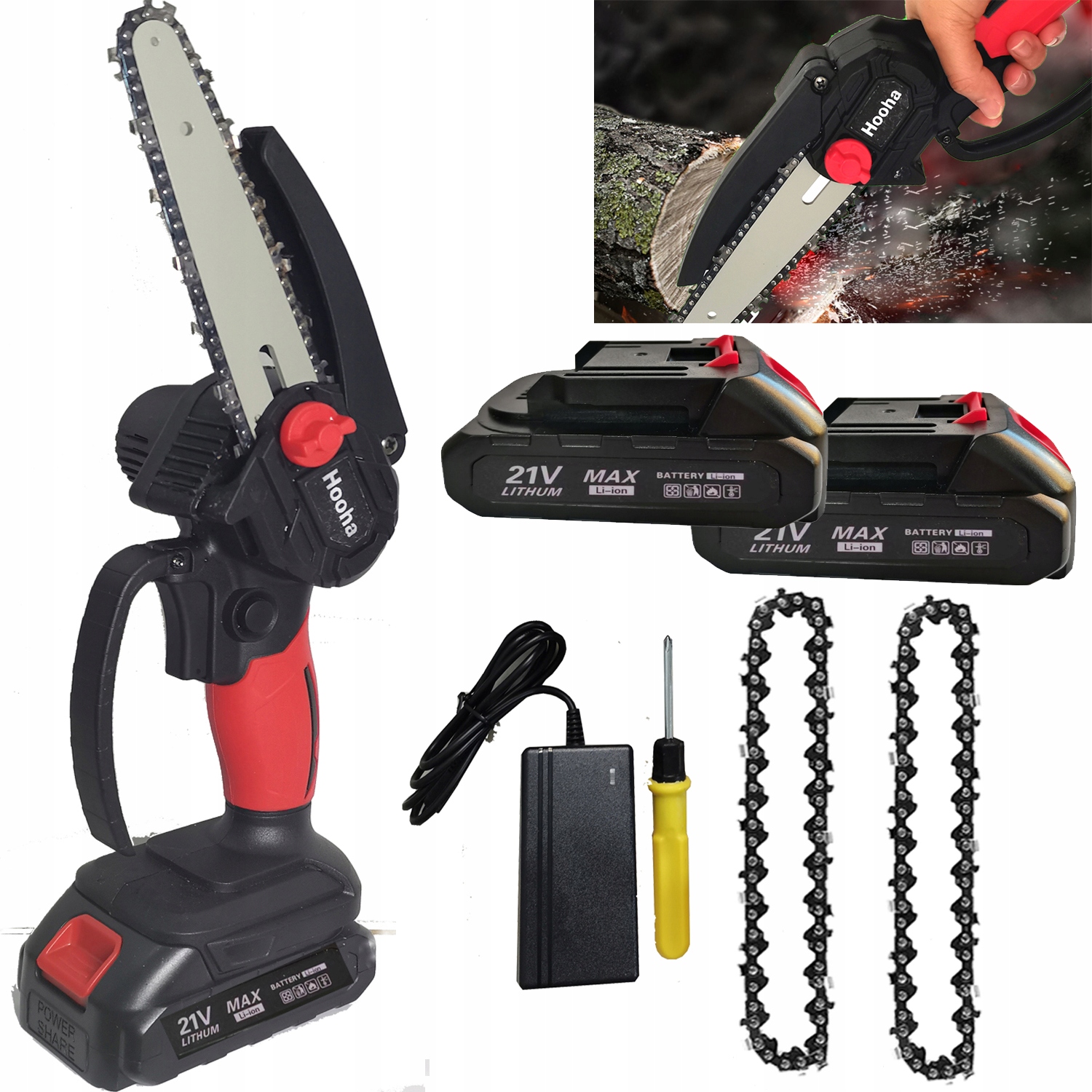 MINI PIŁA ŁAŃCUCHOWA AKUMULATOROWA 800W 2xAKU (740727387199) • Cena ...