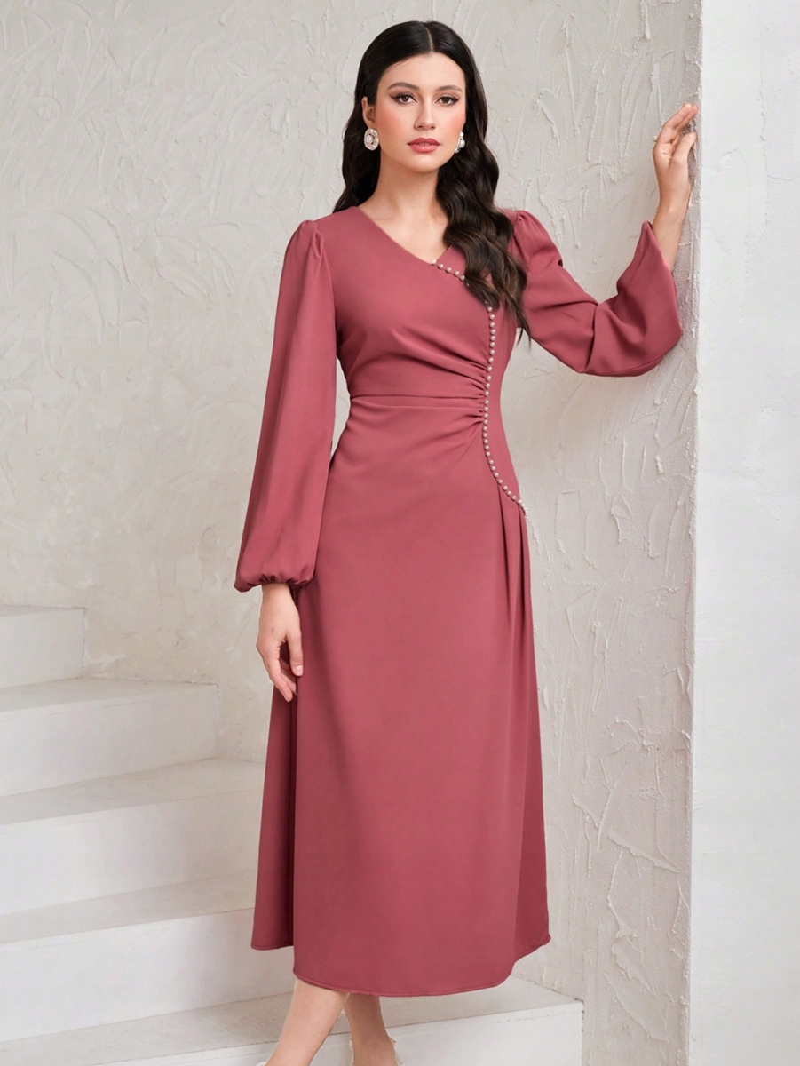 SHEIN CURVE SUKIENKA MIDI Z PERŁAMI RÓŻOWA ROZM L 125 • Cena, Opinie - Allegro