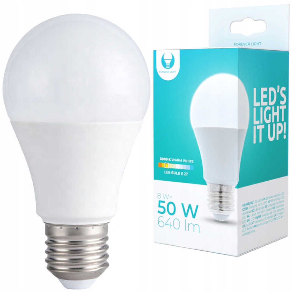 Żarówka LED E27 A60 8W 230V 3000K 640lm Forever - porównaj ceny - Allegro.pl
