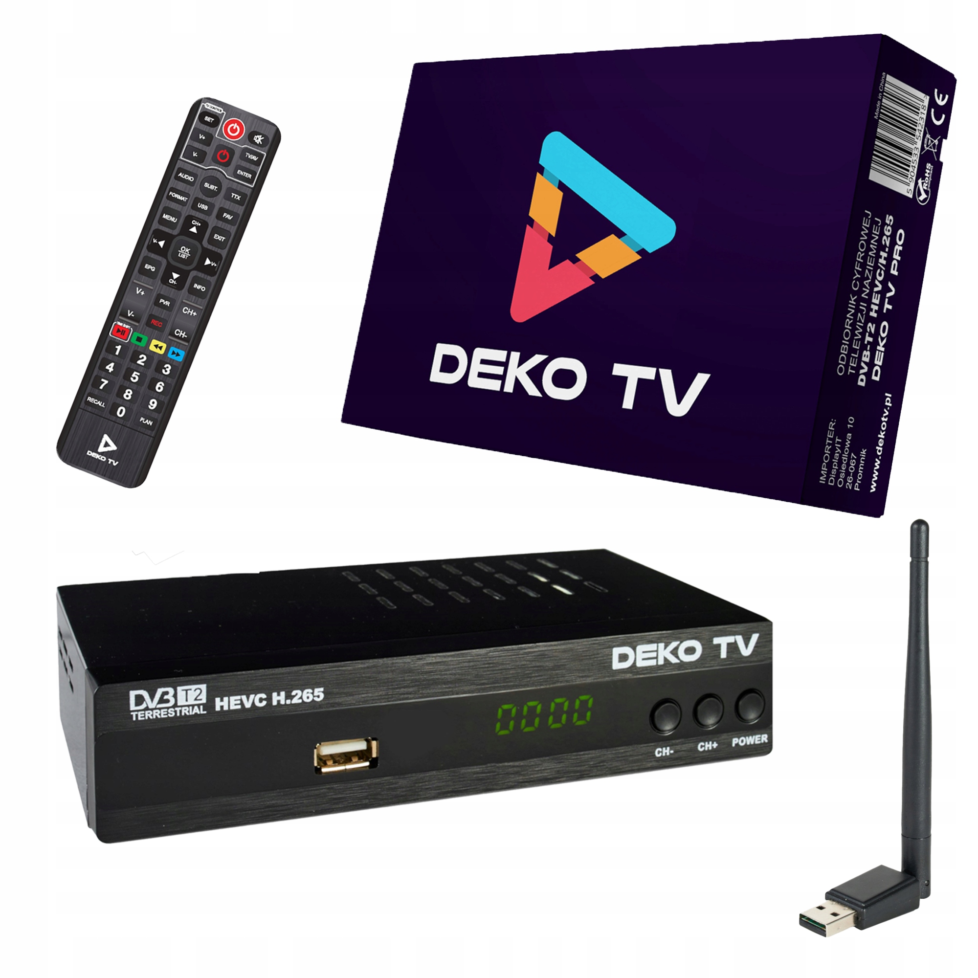 Tuner Dekoder DVBT2 DekoTV PRO Telewizji Naziemnej DVB-T2 + Adapter ...