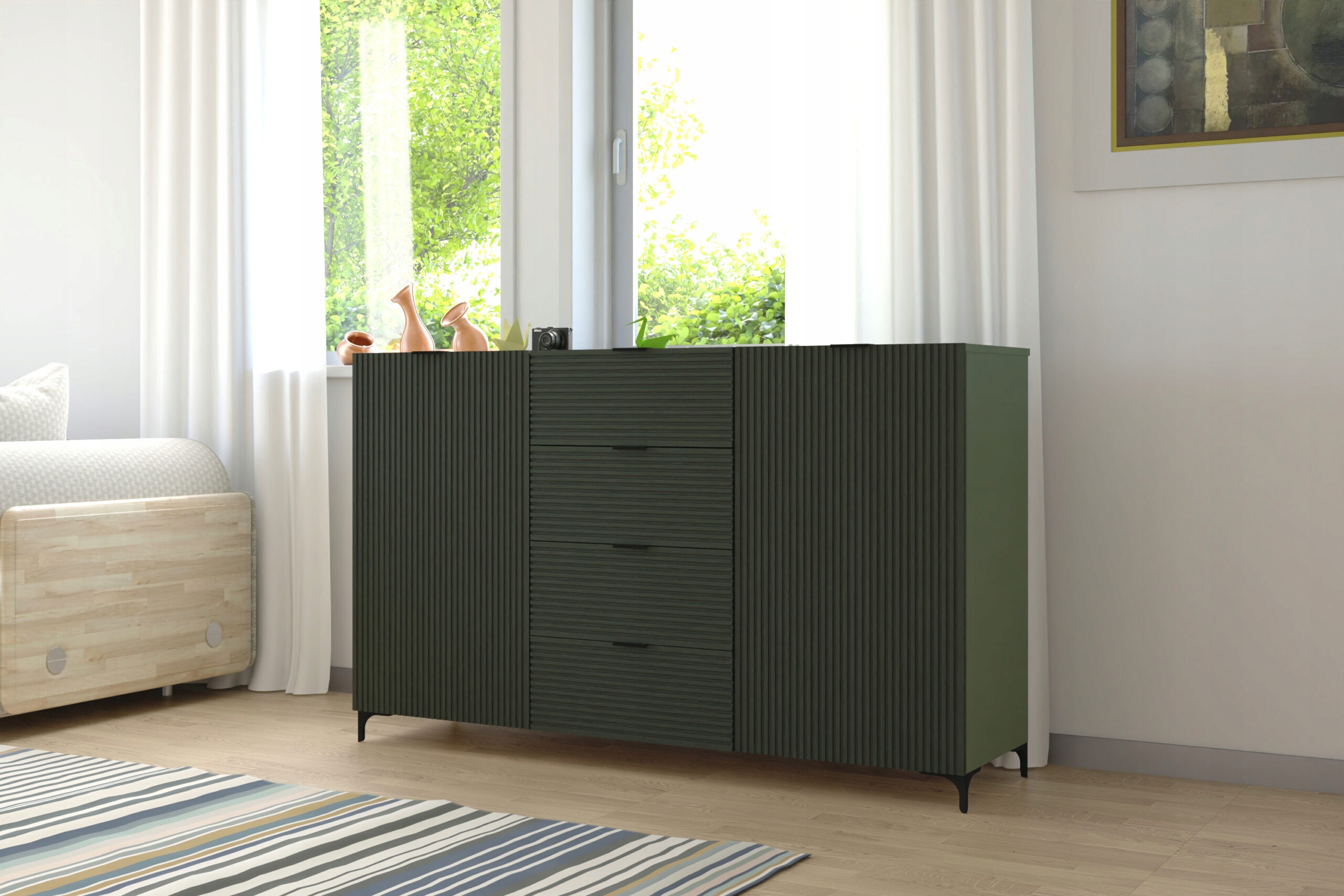 Komoda RYFL SLIM 150 ryflowane fronty z szufladami • Cena, Opinie ...