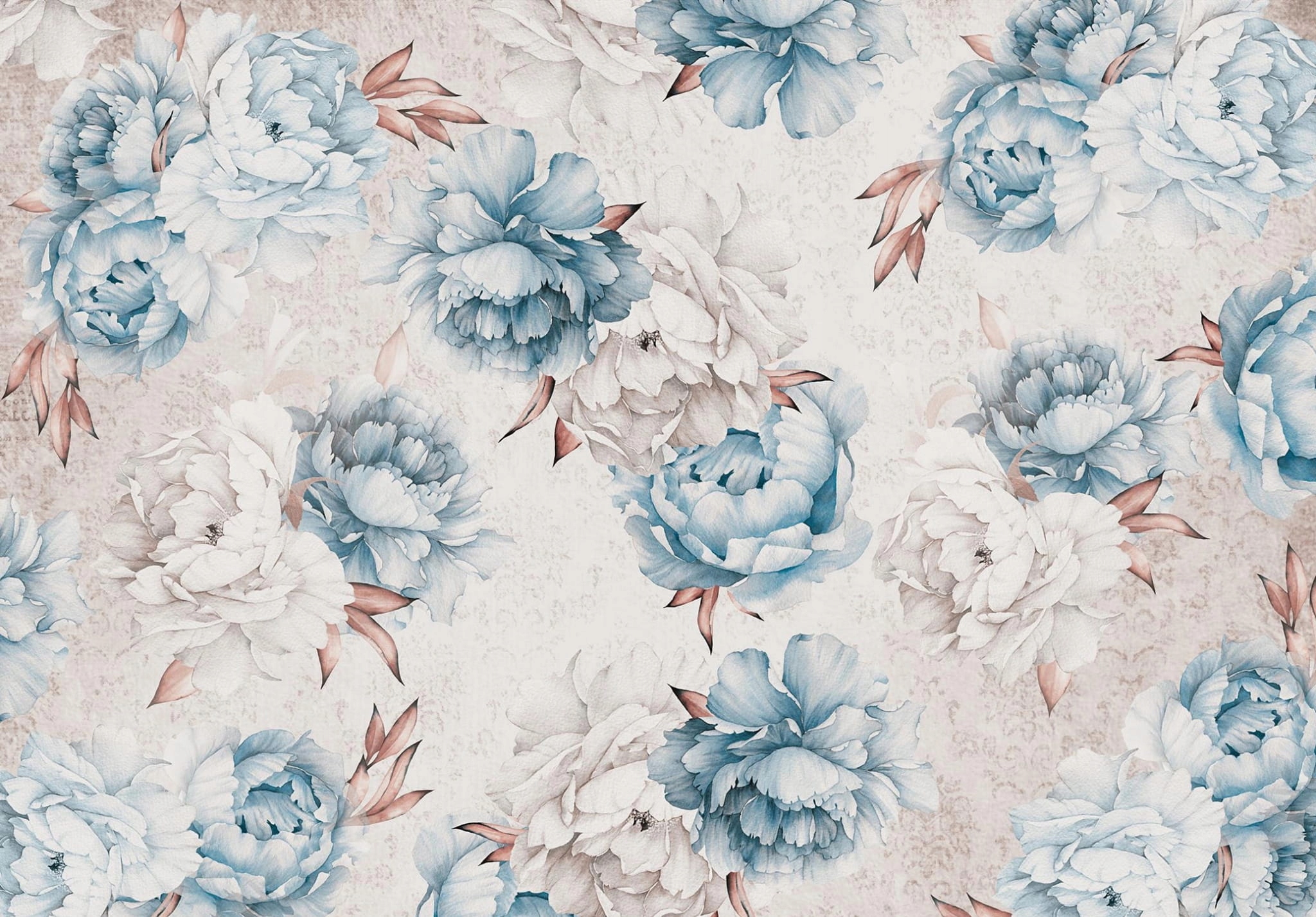 Vliesová Fototapeta 312x219 Modré květy na bílém pozadí +lepidlo za ...