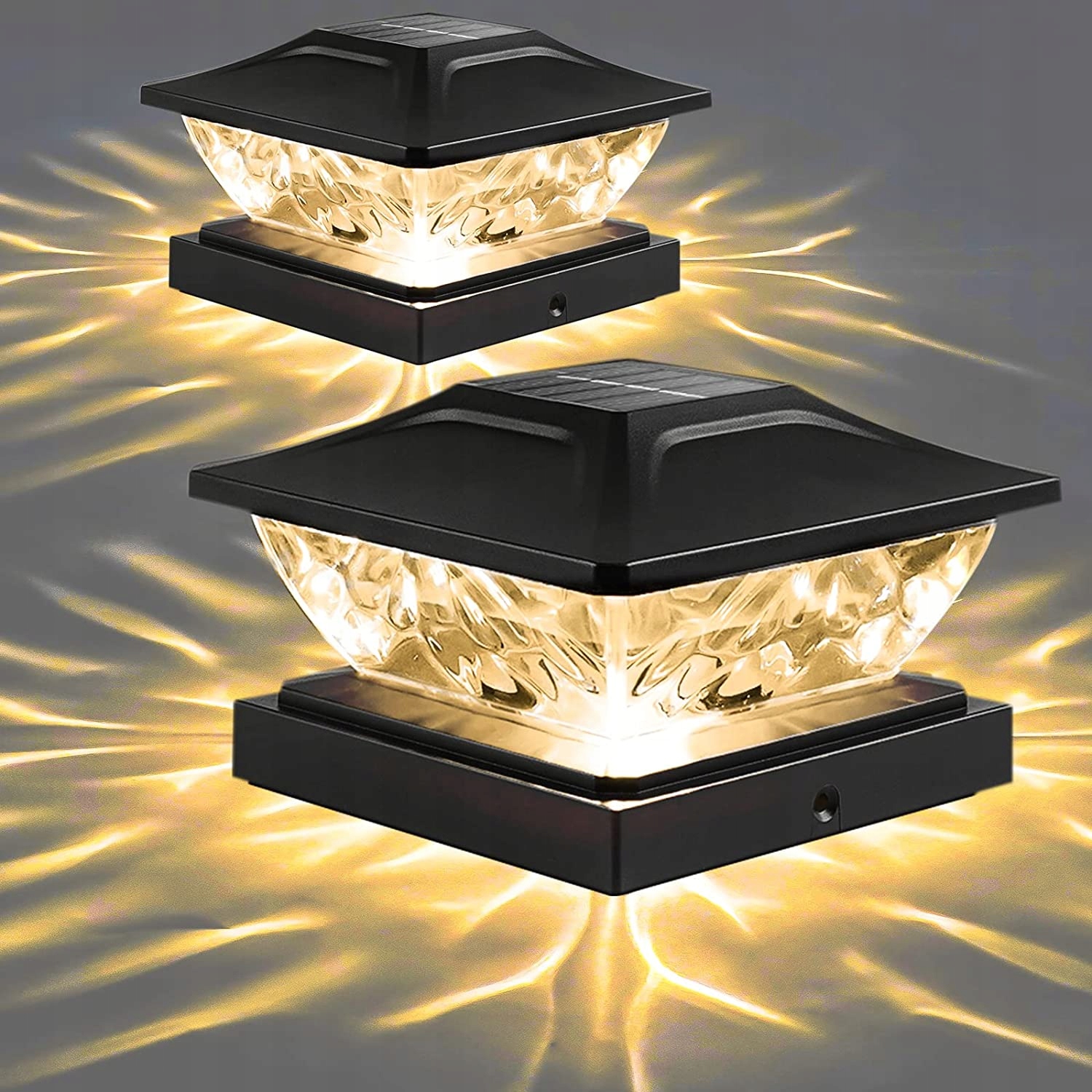 2x LAMPA SOLARNA LED OGRODOWA na kolumny tarasowe (Solar Lampki na ...