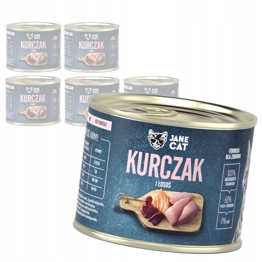 Jane Cat premium KURCZAK ŁOSOŚ 6x200g DLA KOTÓW (5903246845570) • Cena ...