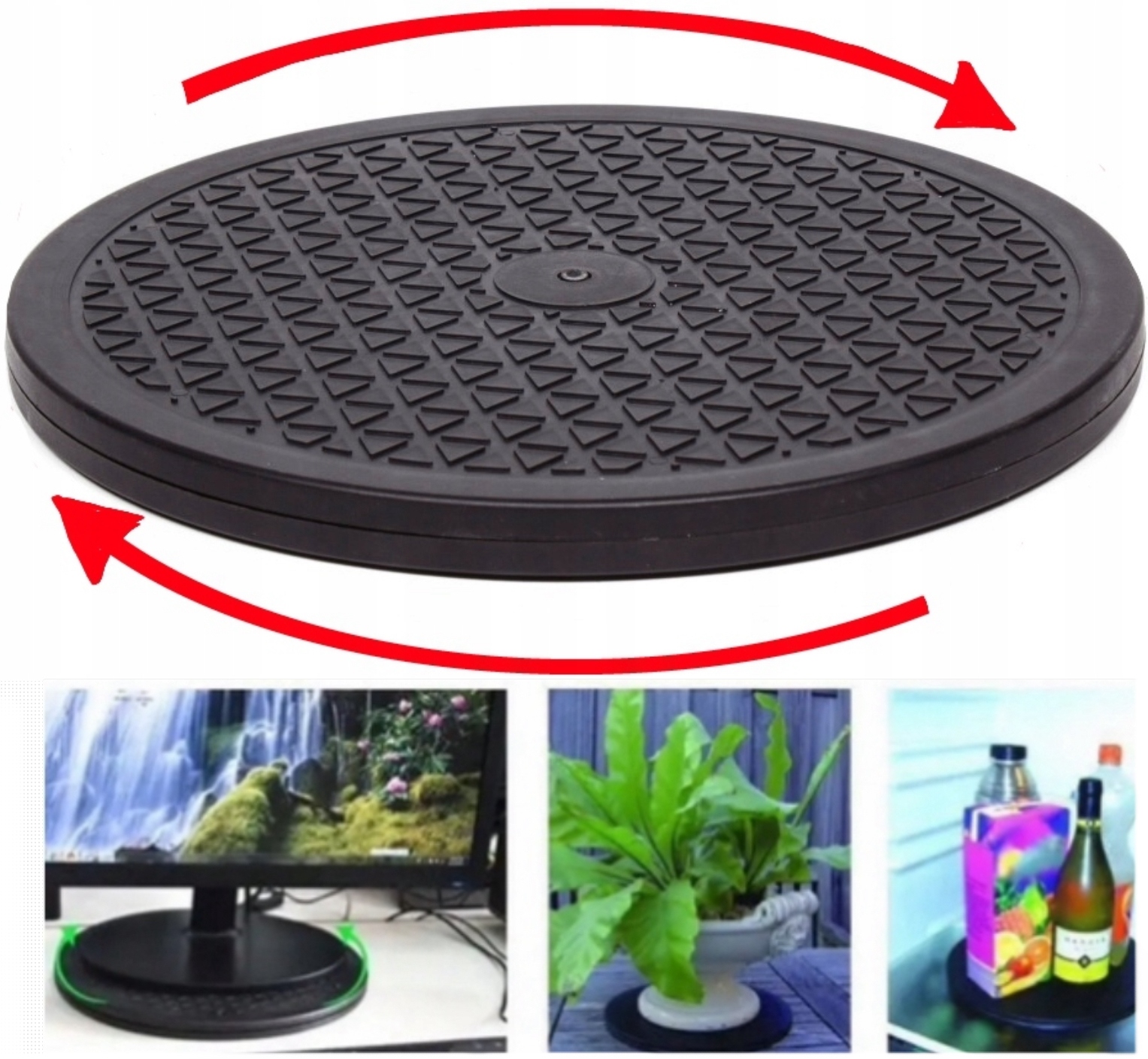 PODESTA OBROTOVÁ PODKLADOVÁ ZÁKLADNA PATERA OBROVSKÁ 25cm 100kg ČERNÁ ...