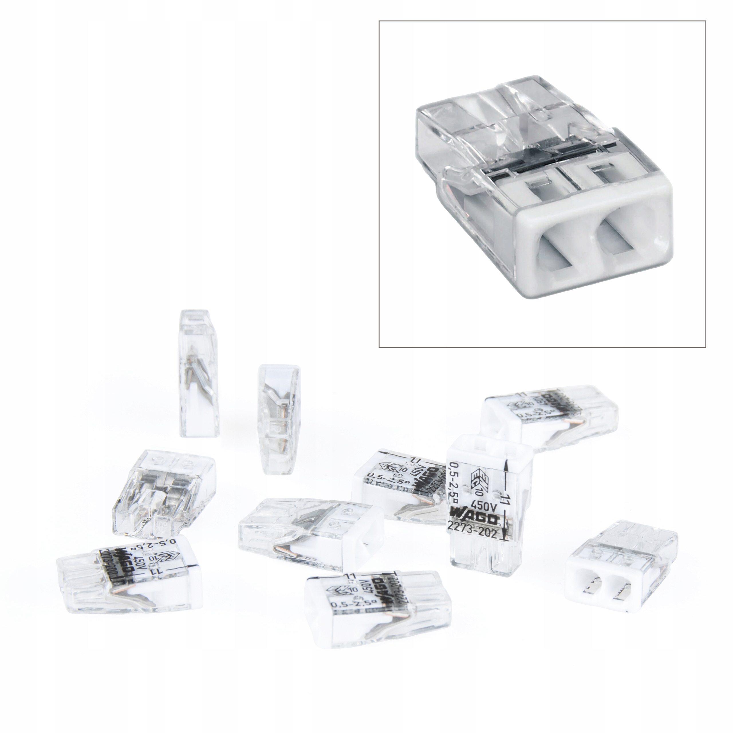 Złączka WAGO, 2-torowa, 2x0,5-2,5 mm², 2273-202, paczka 10 szt ...