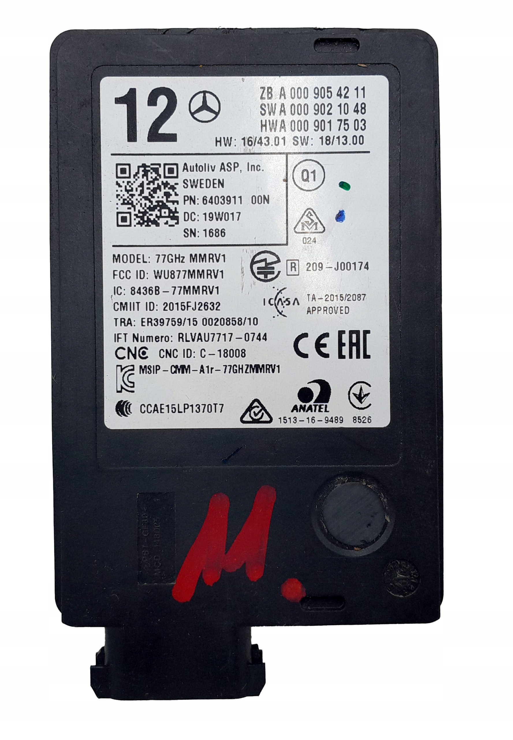 Radar Sensor Distronic Mercedes A0009054211 • Cena, Opinie - Allegro