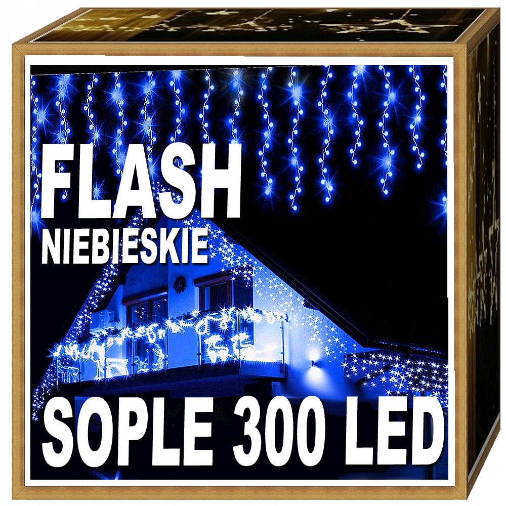 SOPLE FLASH 300 LED ZEWNĘTRZNE NIEBIESKIE CHOINKOWE lampki z Flashem ...