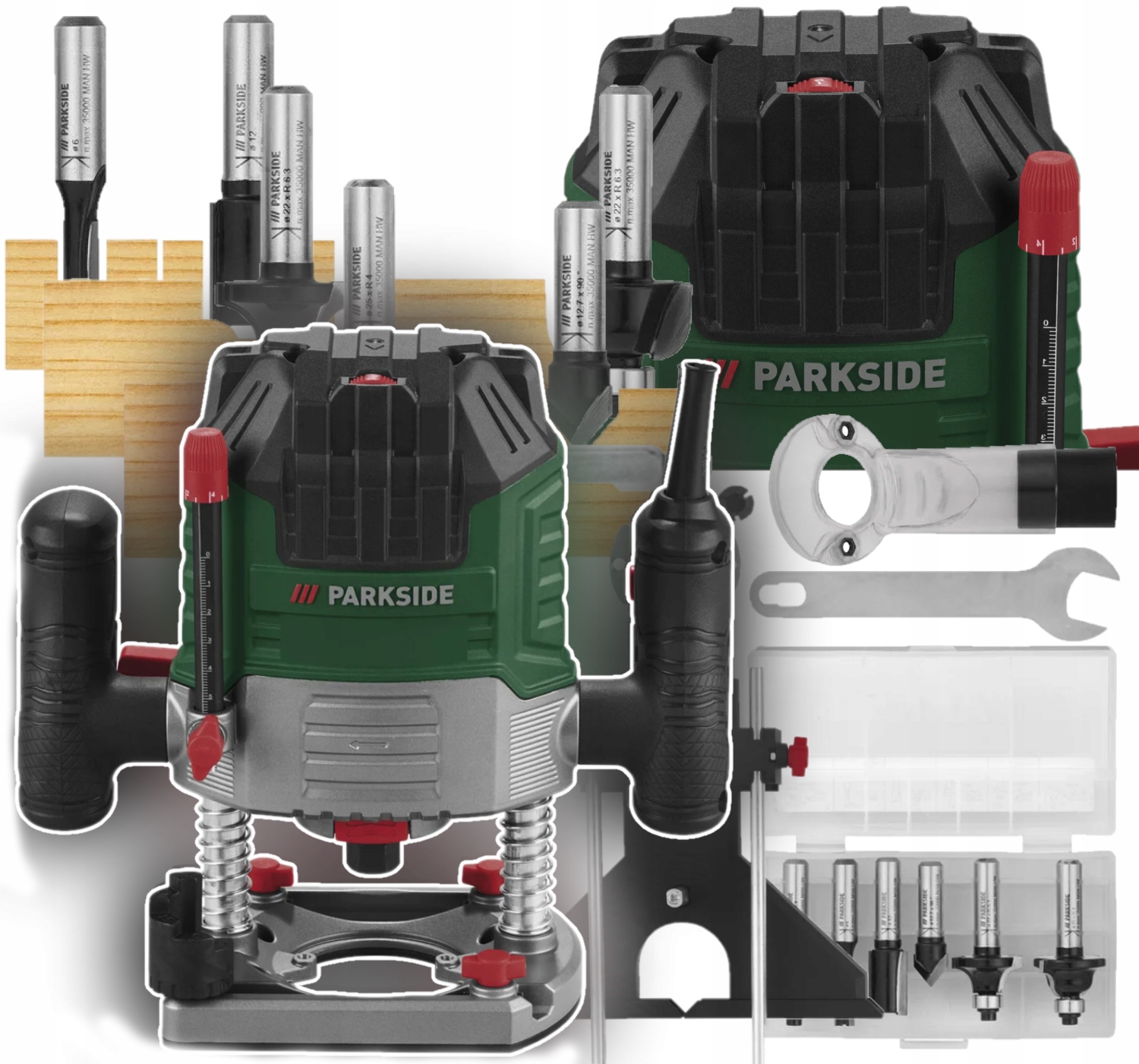 PARKSIDE Frezarka górnowrzecionowa POF 1200 E4 + KOMPLET FREZÓW, 1200W ...