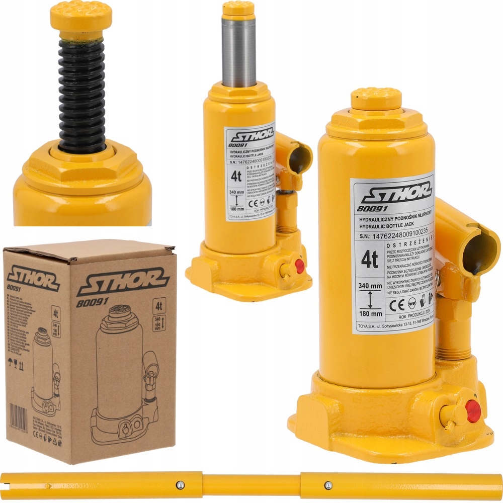 PODNOŚNIK HYDRAULICZNY SŁUPKOWY BUTELKOWY SAMOCHODOWY LEWAREK 4 TONY 80091 5906083110597 za 61 ...