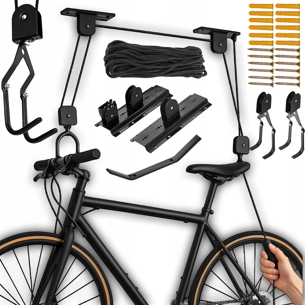 WINDA WIESZAK ROWEROWY DO SUFITU MOCOWANIE HAK UCHWYT DO ROWERU LINA ...
