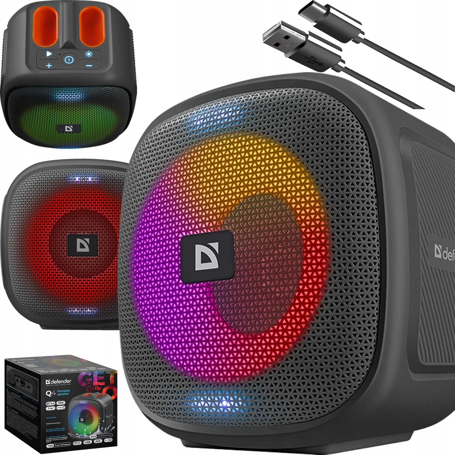 REPRODUKTOR NA PÁRTY DEFENDER BOOMBOX 10W BLUETOOTH 5.4 FM USB SD IPX5 ...