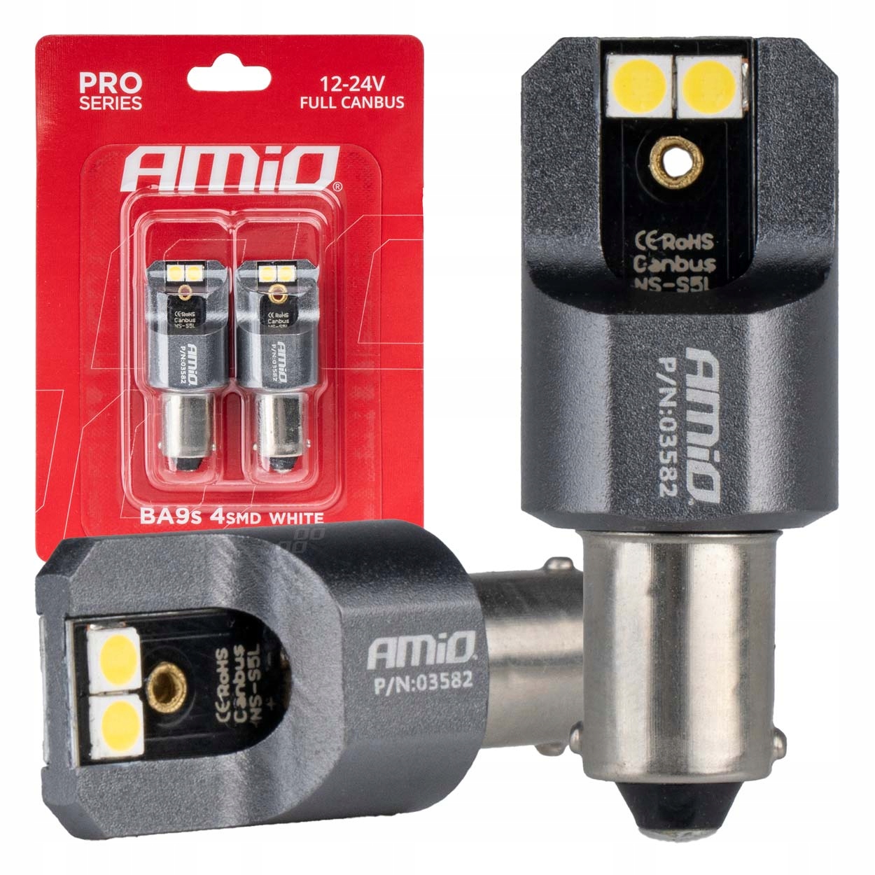 Żarówki LED FULL CANBUS PRO T4W BA9S 4x3030 SMD White 12V 24V AMIO ... Żarówki LED FULL CANBUS PRO T4W BA9S 4x3030 SMD White 12V 24V AMIO ...