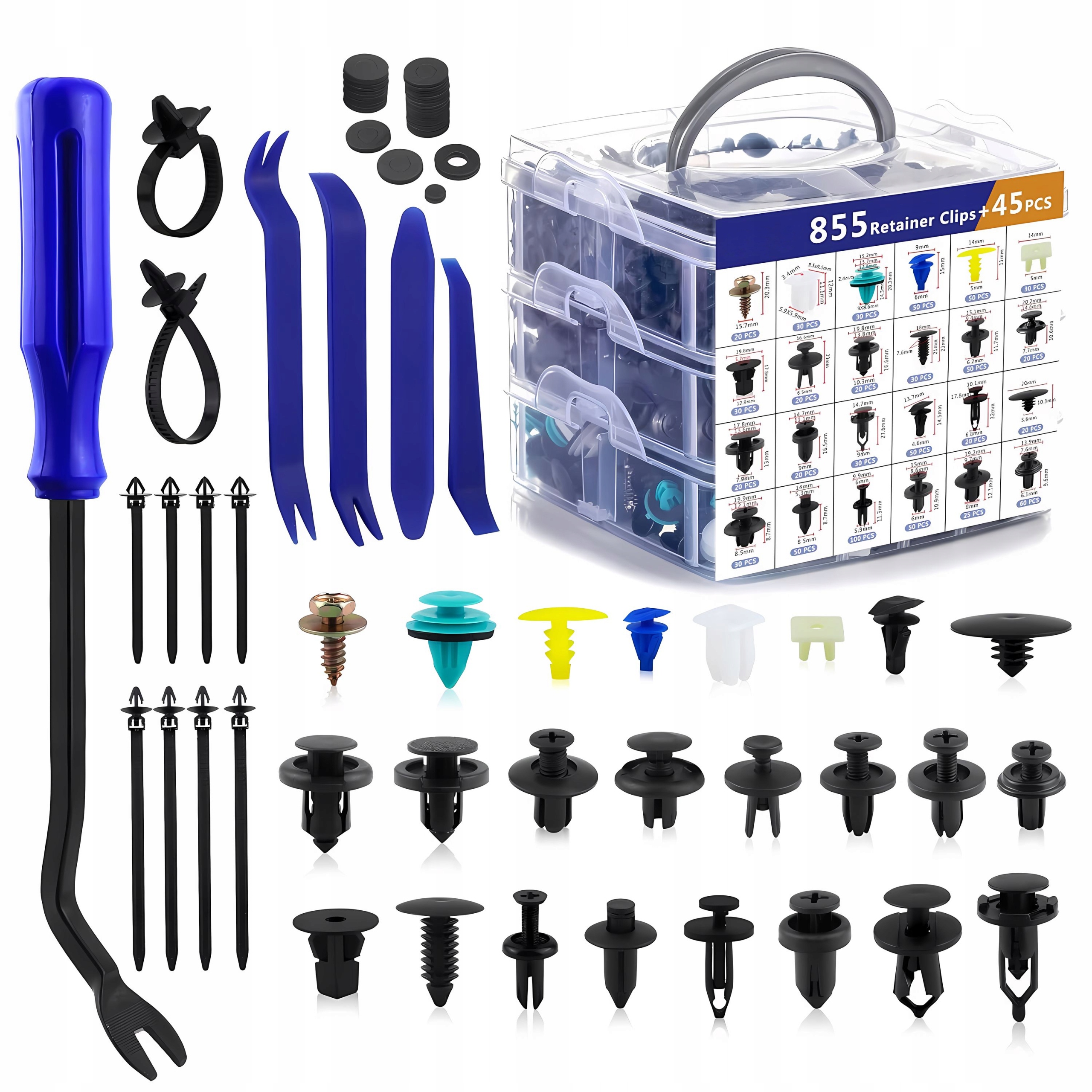 900 SZTUK SPINKI SAMOCHODOWE KLIPSY KOŁKI DO AUTA TAPICERKI DEMONTAŻ ...