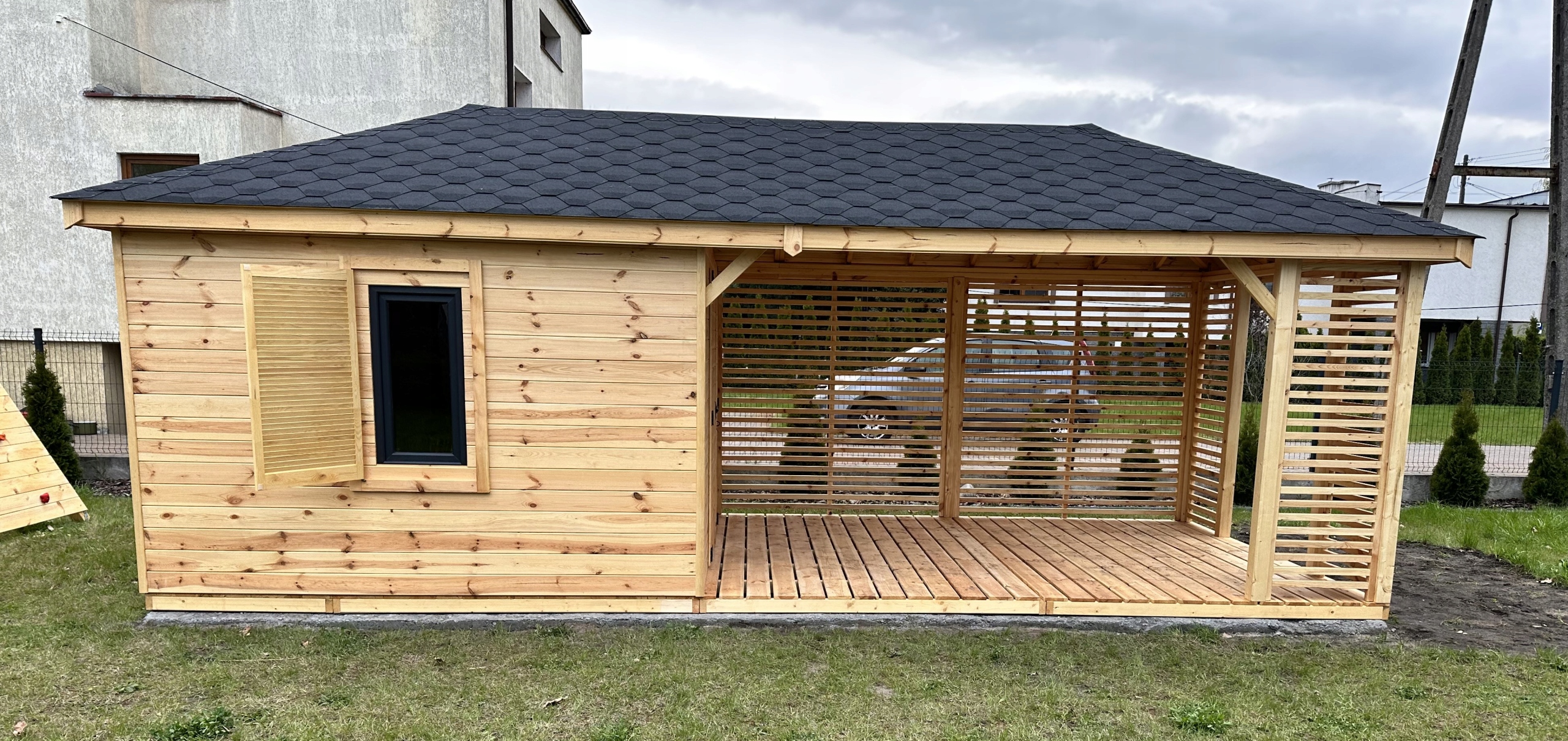 Domek ogrodowy 3 x 7 m, Altana, Domek narzędziowy, Altanka, Wooden ...