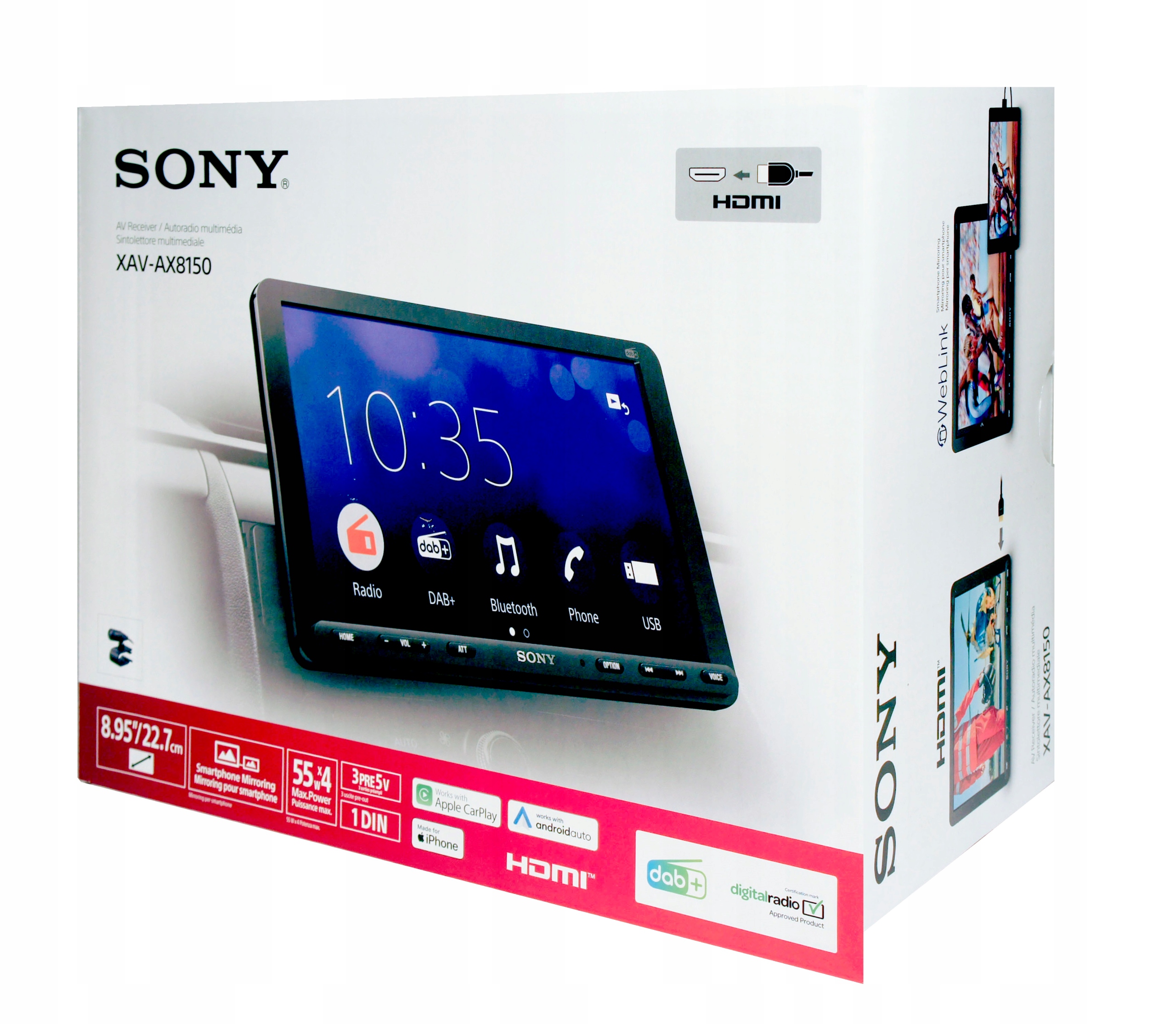 Sony XAV-AX8150 Autorádio 1DIN LCD BT Android CarPlay Zelená Hora za ...
