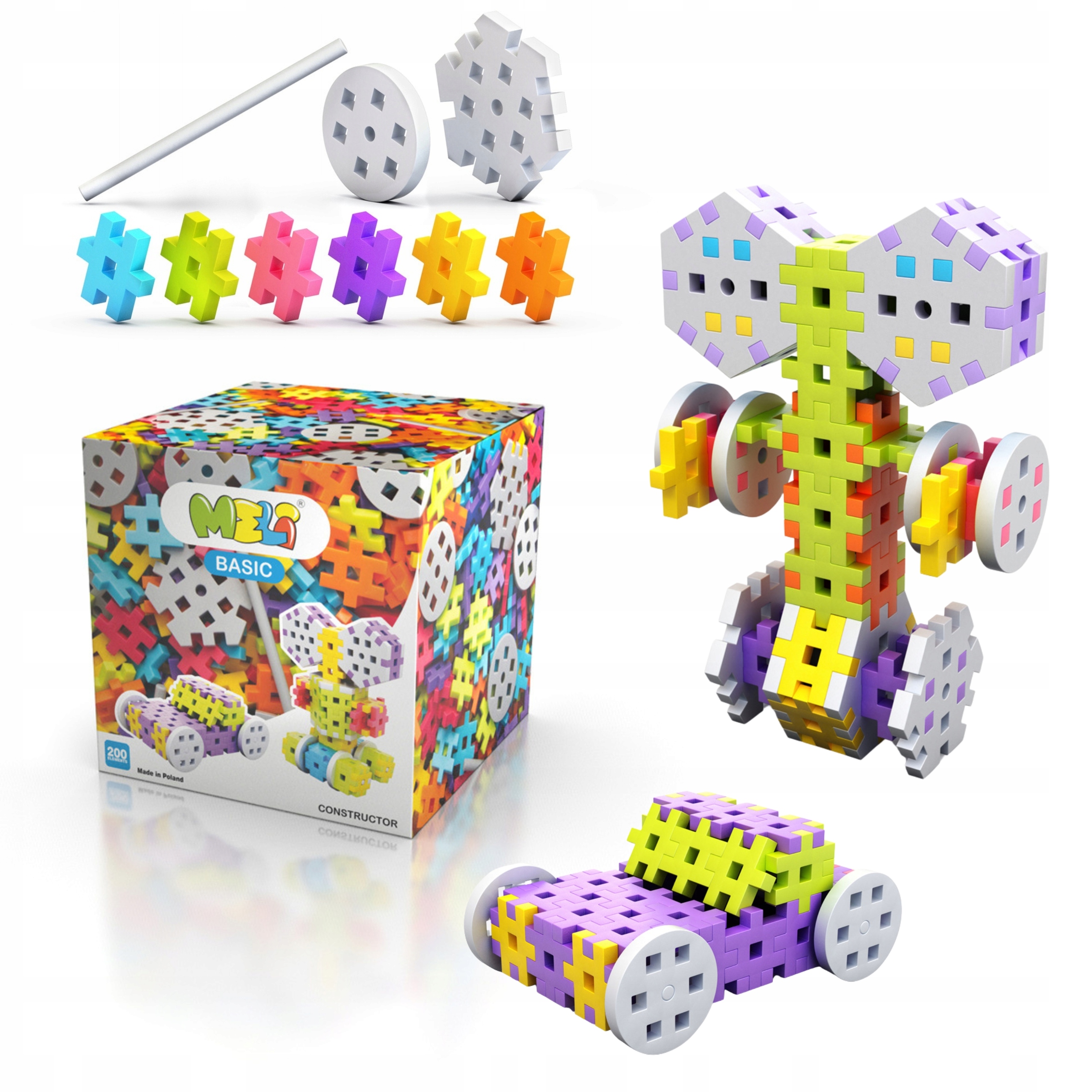 Klocki Meli Basic Constructor 200 el. 50035 (5902431290065) • Cena, Opinie • Plastikowe ...