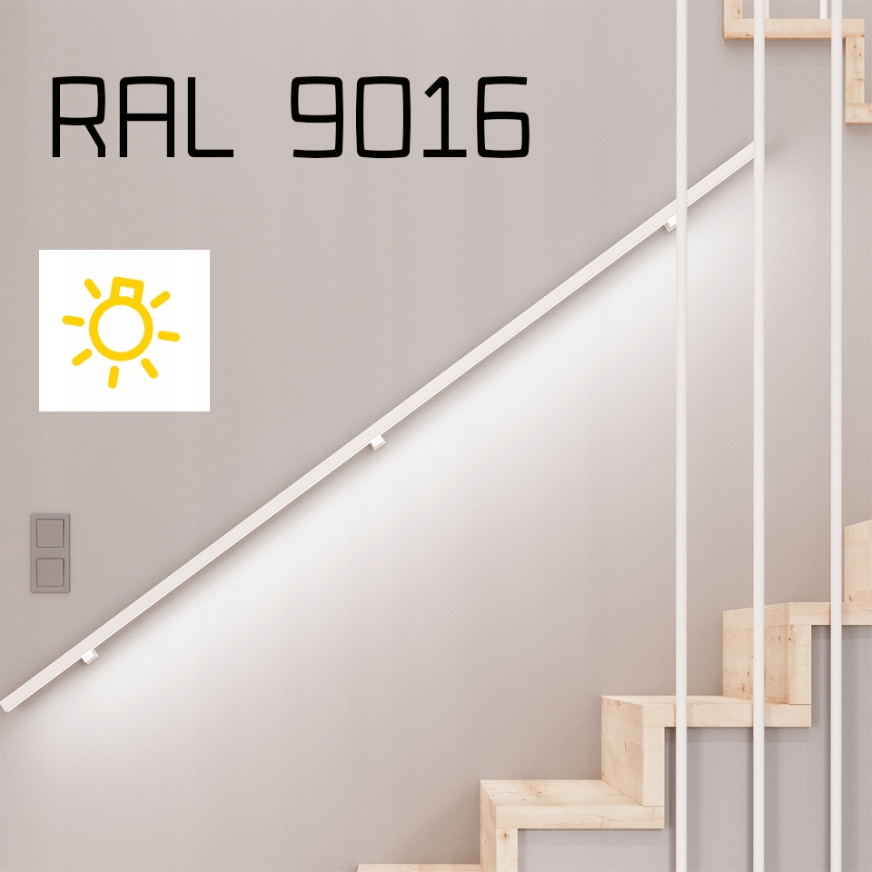 Poręcz ścienna metalowa SLIM biała z LED 300cm RAL • Cena, Opinie ...