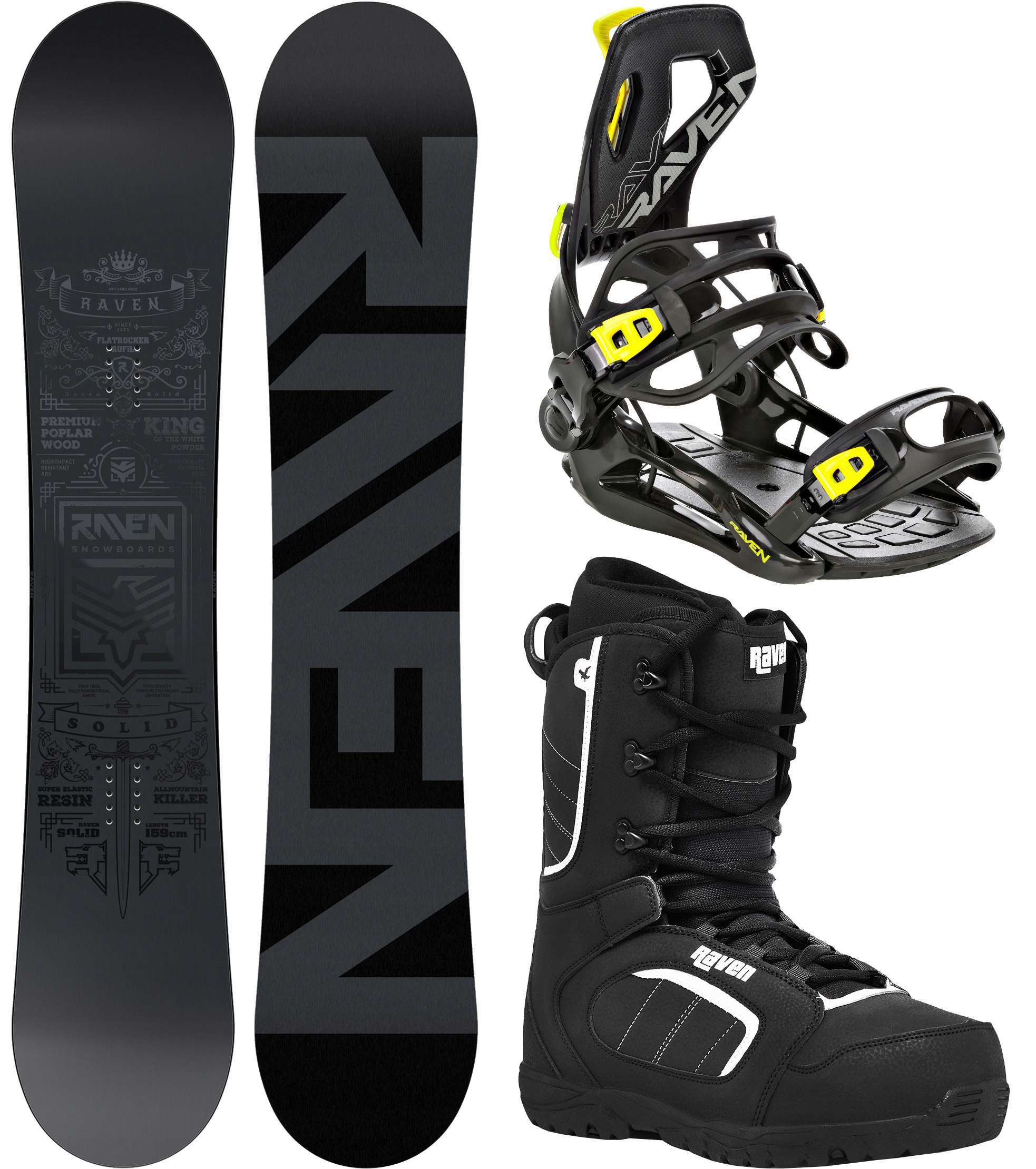 Zestaw Snowboard RAVEN Solid Steel 159cm Wide + FT360 Lemon XL + Target ...