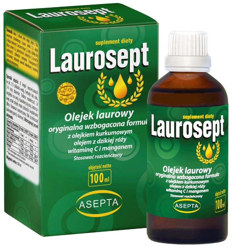 Laurosept Olejek Laurowy Kurkuma Wzbogacona Formuła Asepta 100ml (5904734577386) • Cena, Opinie ...