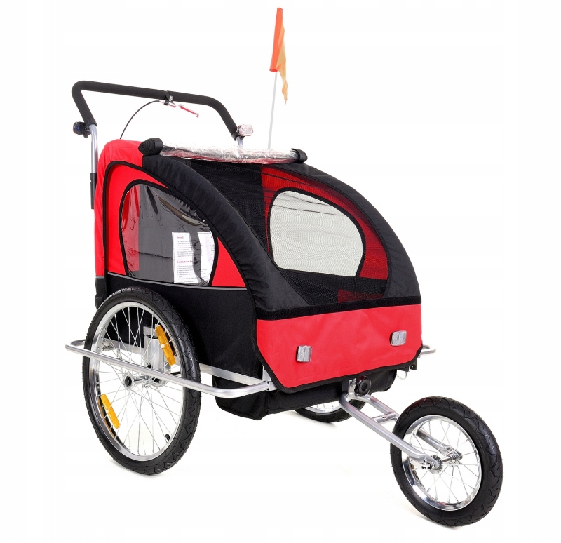 PRZYCZEPKA ROWEROWA PRO 3w1 AMORTYZOWANA PASY DLA 2 OSÓB ...