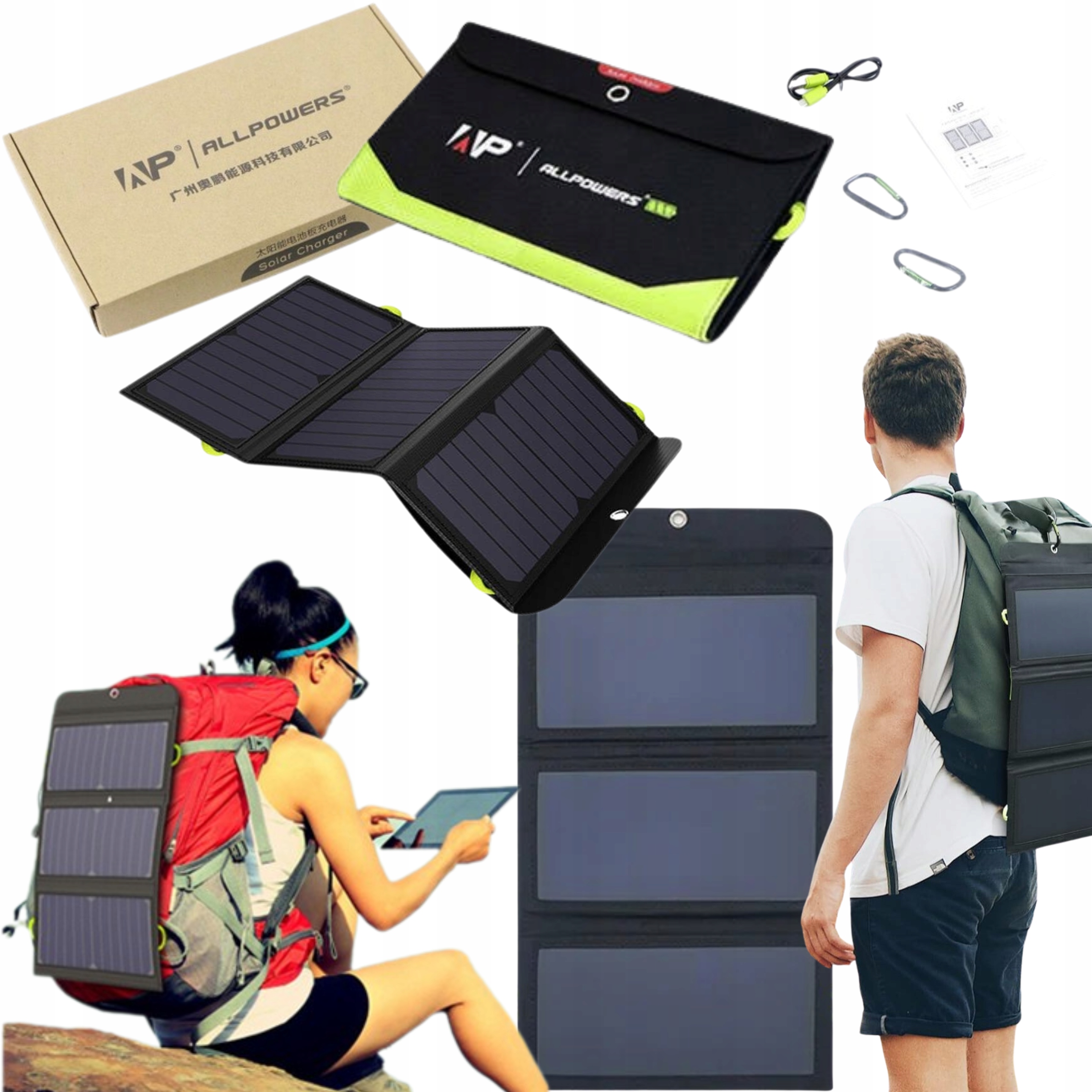 Panel solarny ładowarka 21W ALLPOWERS z Powerbankiem 10000mAh USB-A USB ...