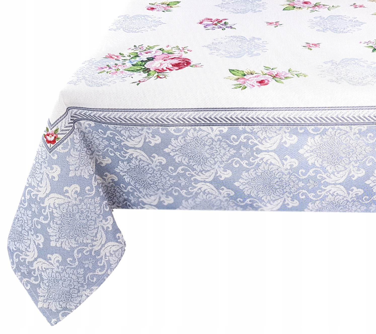 OBRUS RÓŻA ROZETY WIOSNA KWIATY 140X240 GOBELINOWY PLAMOODPORNY BEŻ SZARY (5904190049694) • Cena ...