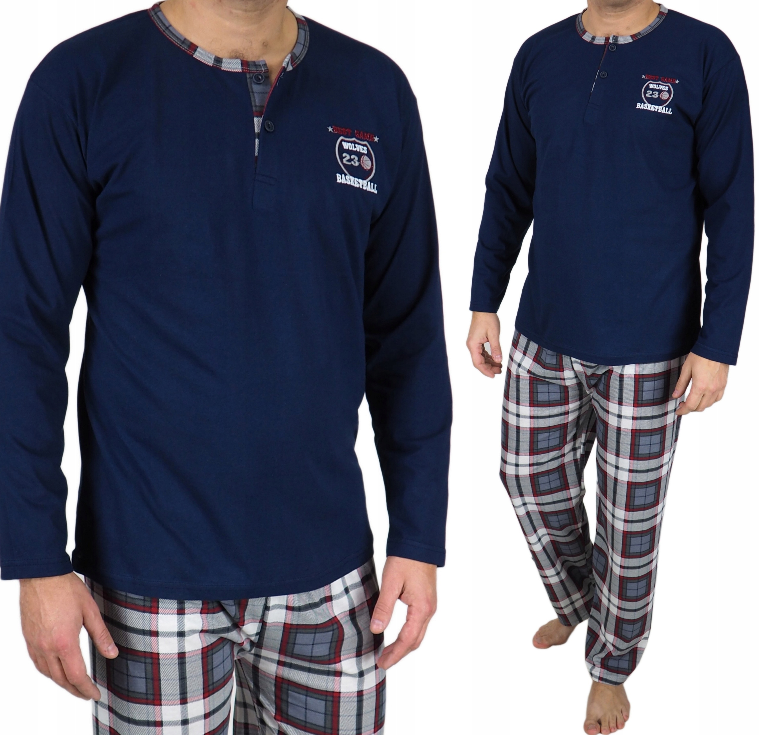 PÁNSKÉ BAVLNĚNÉ PYŽAMO DLOUHÝ RUKÁV MŘÍŽKA velikost XL za 310 Kč - Allegro