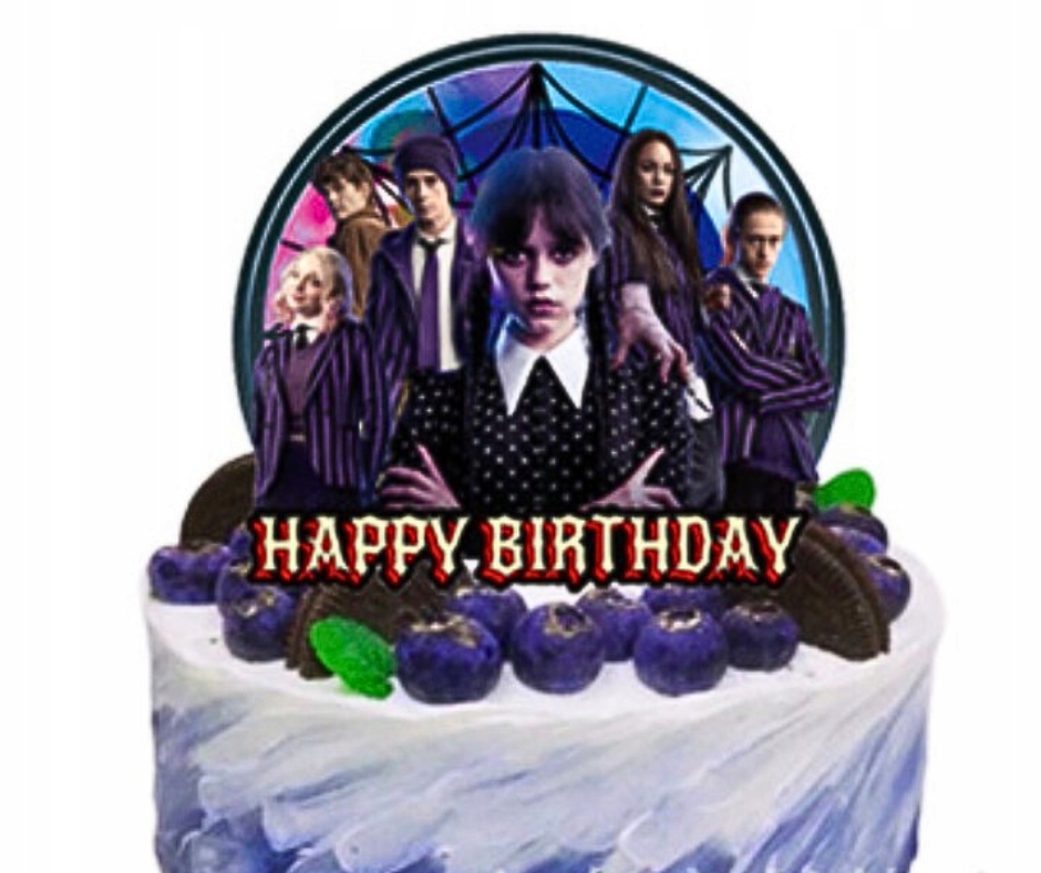 TOPPER dekorace NA DORT WEDNESDAY ADDAMS narozeniny za 134 Kč - Allegro