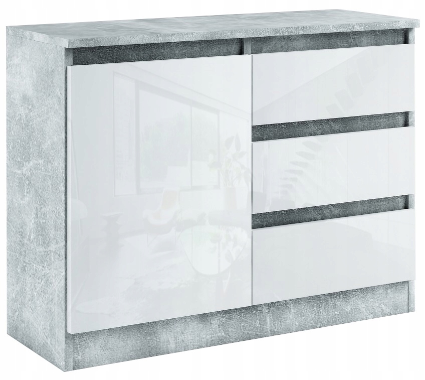 014-092 KOMODA B1d3s/100 cm - BETON / POŁYSK (5906482406284) • Cena, Opinie • Komody 12661669366 ...