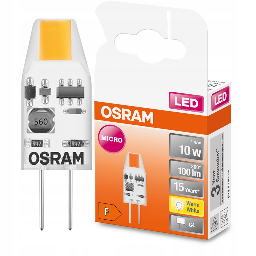 OSRAM kapsułka MICRO LED Pin 1W = 10W 2700K 12V G4 (4058075523098 ... OSRAM kapsułka MICRO LED Pin 1W = 10W 2700K 12V G4 (4058075523098 ...