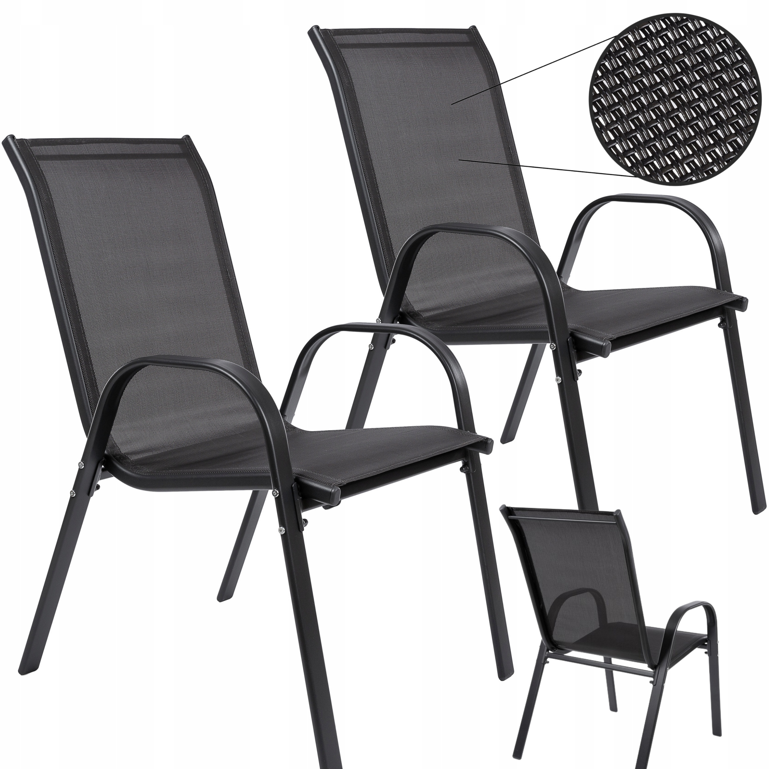 KRZESŁA OGRODOWE METALOWE NA TARAS BALKON OGRÓD X2 (zestaw krzeseł ogrodowych czarne metal ...