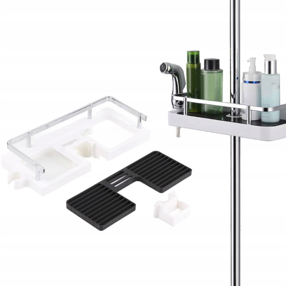 KOUPELNOVÁ POLICE ZÁVĚSNÁ DO SPRCHY NA TYČ BEZ VRTÁNÍ ORGANIZÉR za 285 ...