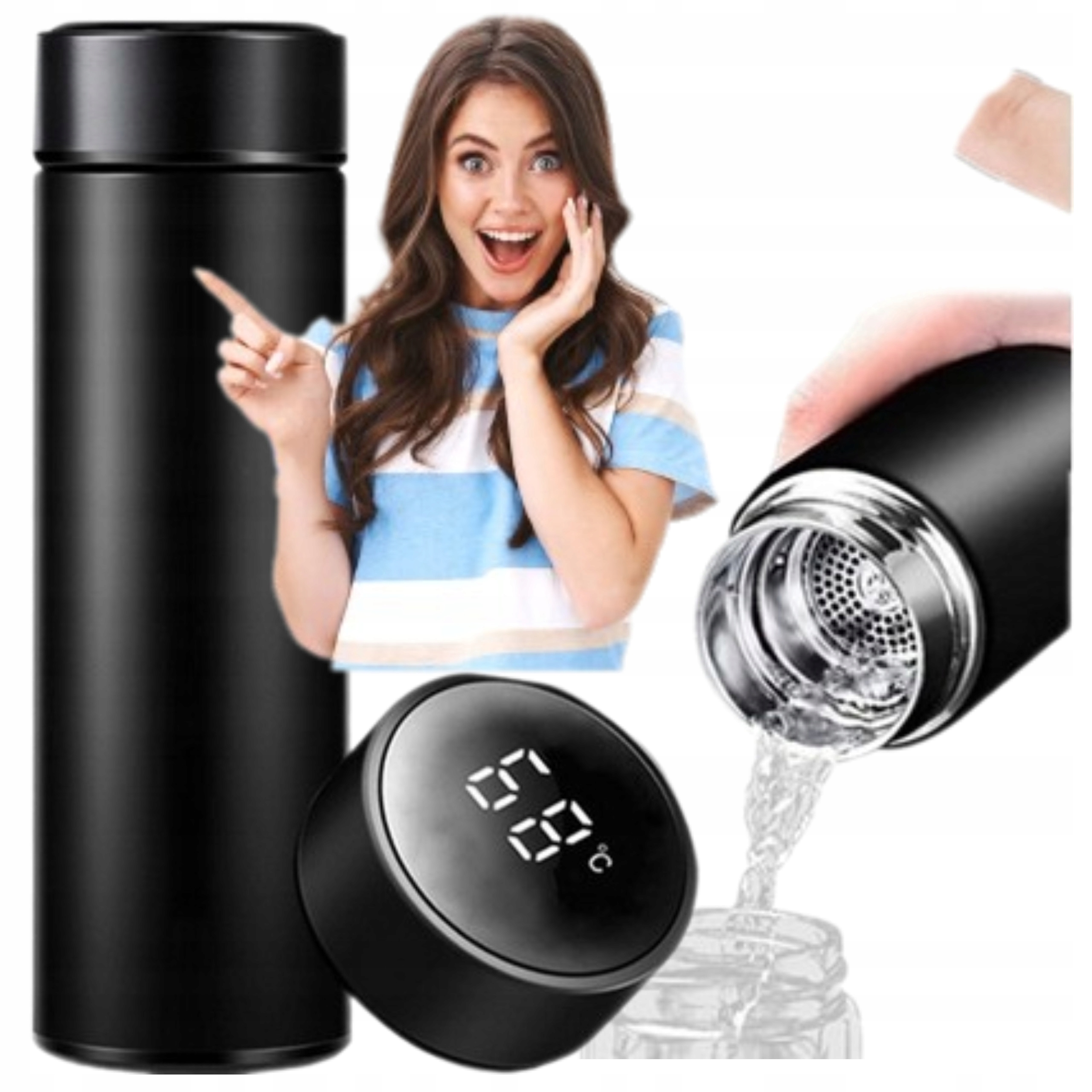 KUBEK TERMICZNY TERMOS DO KAWY + TEMPERATURA LED • Cena, Opinie - Allegro