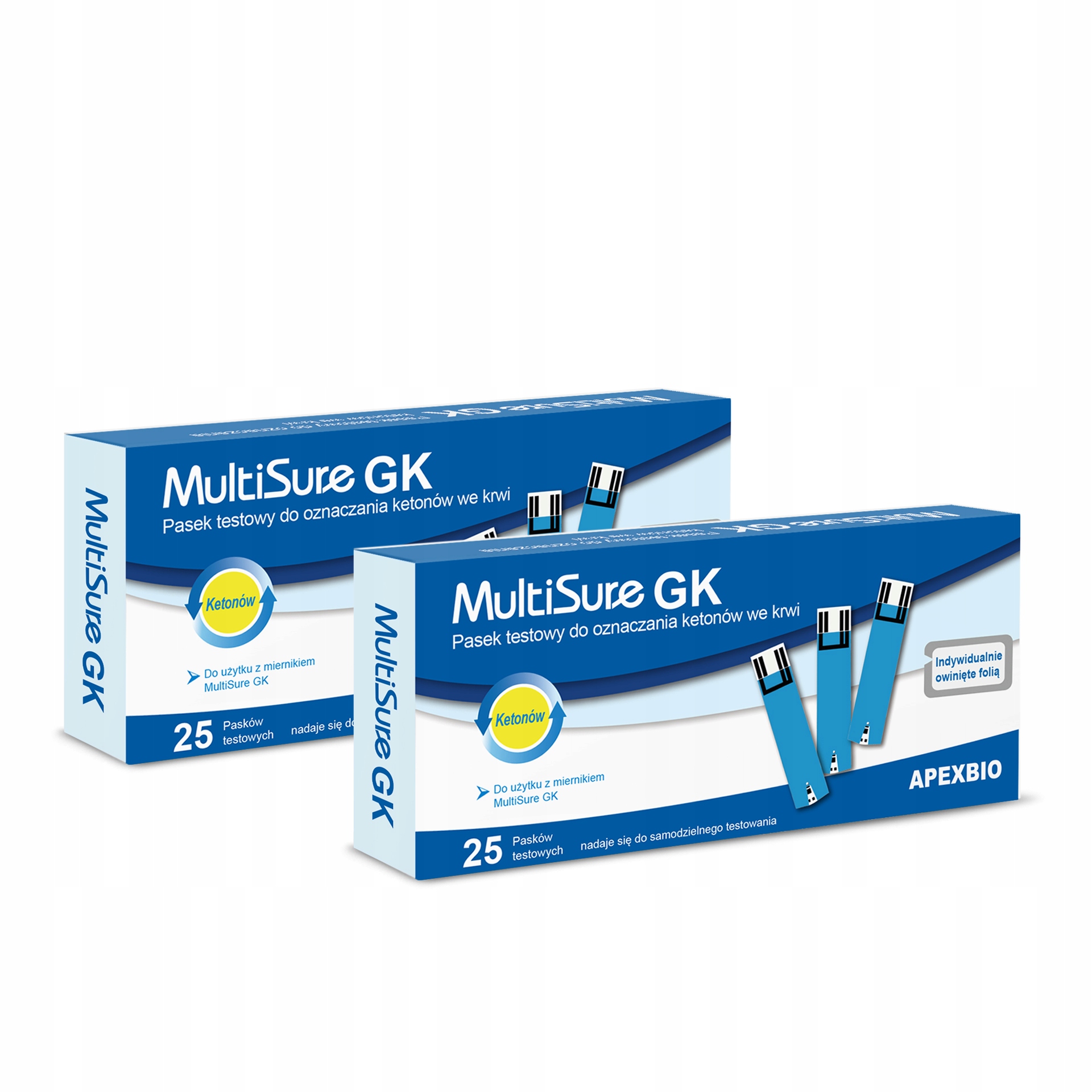 Paski ketonowe MultiSure GK do pomiaru ciał ketonowych keto 2 x 25 szt ...