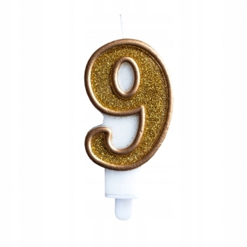 CYFRA 9 ŚWIECZKA URODZINY TORT DZIEWIĘĆ ZŁOTA • Cena, Opinie • Świeczki ...