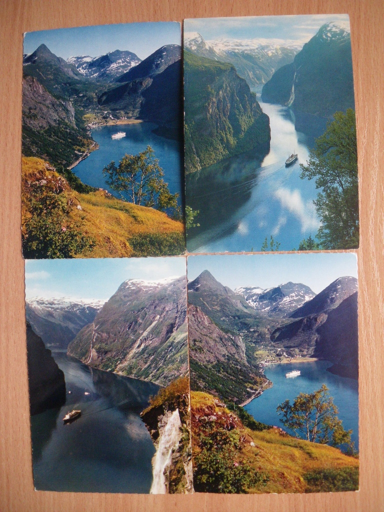 Norwegia Fiordy statki góry Piękne widoki 4 kartki 15175873918 - Allegro.pl