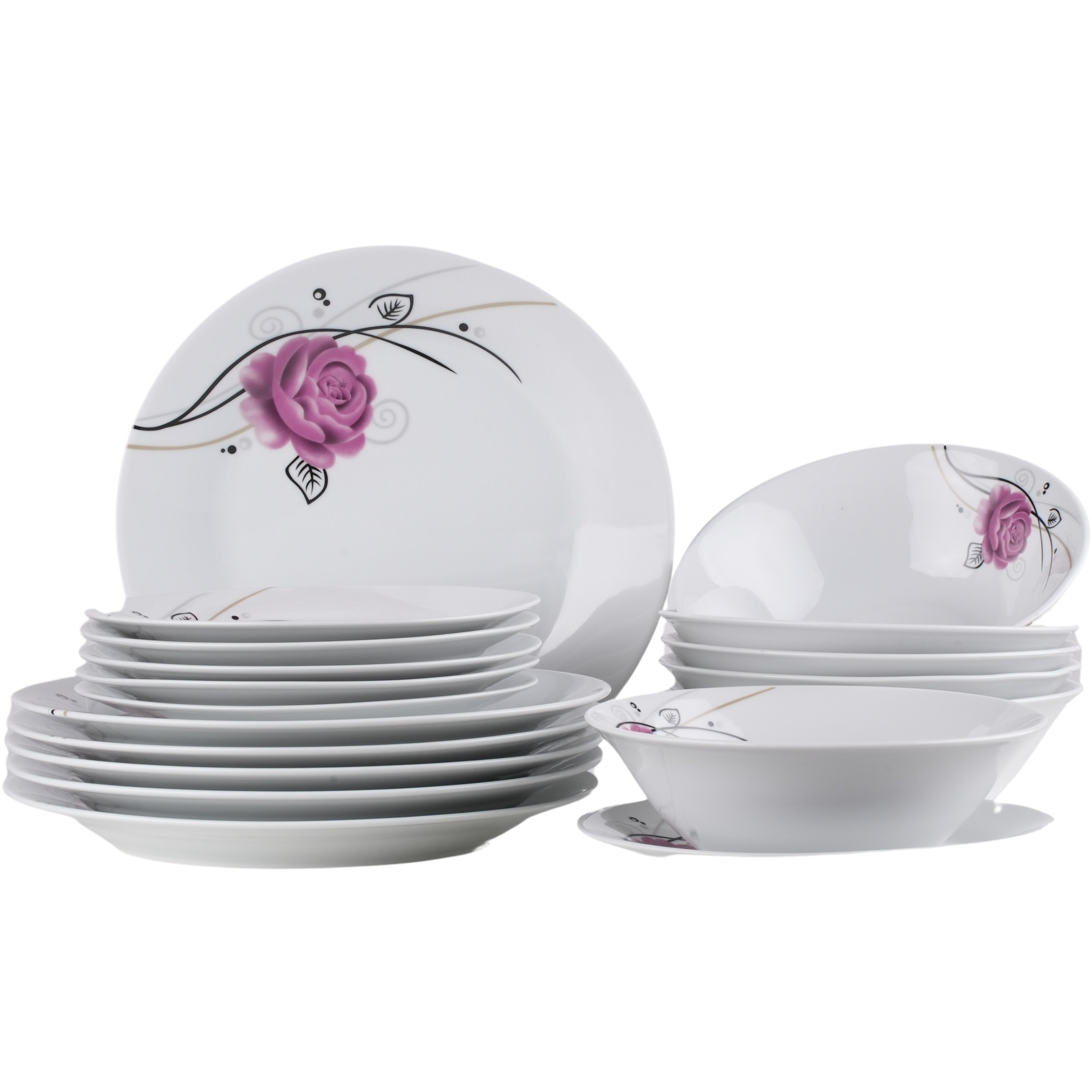 ZESTAW SERWIS OBIADOWY 6 OSÓB 18 ELEMENTÓW KOMPLET TALERZY RÓŻA ...