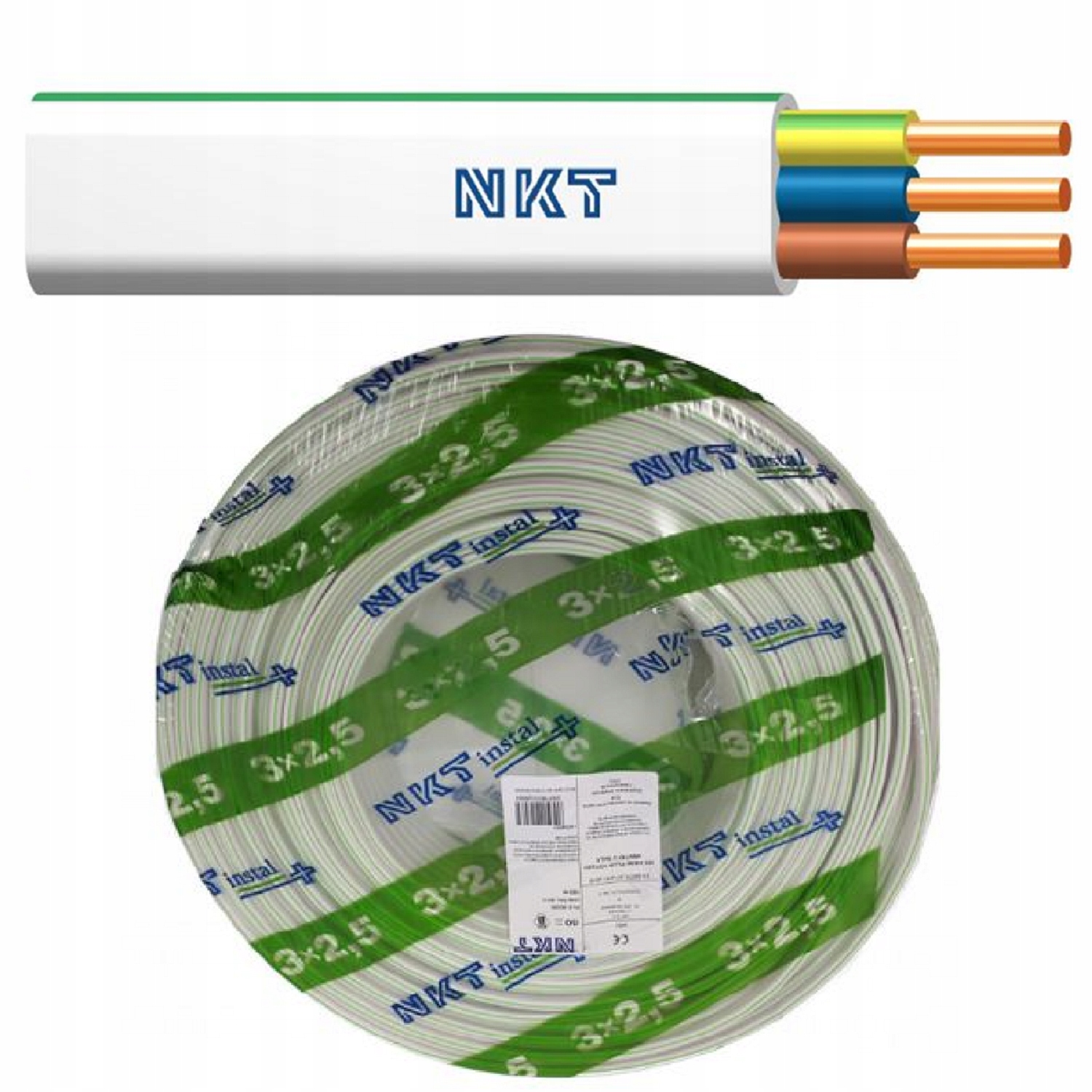 Przewód NKT instal PLUS YDYp 3x2,5 żo 450/750V 100m (5907802018064 ...