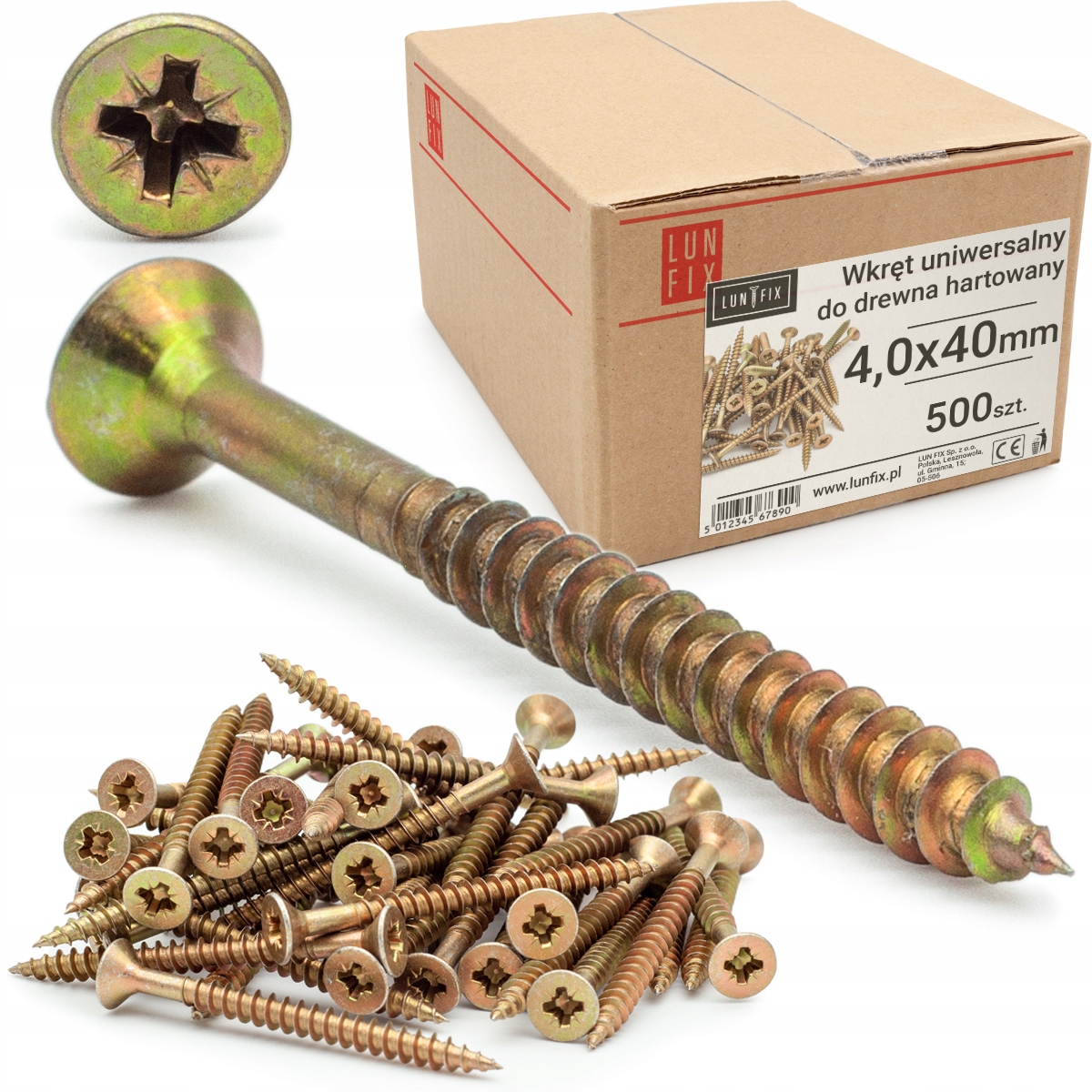 Wkręt 4x40 hartowany do drewna uniwersalny 500szt (5905358841167 ...