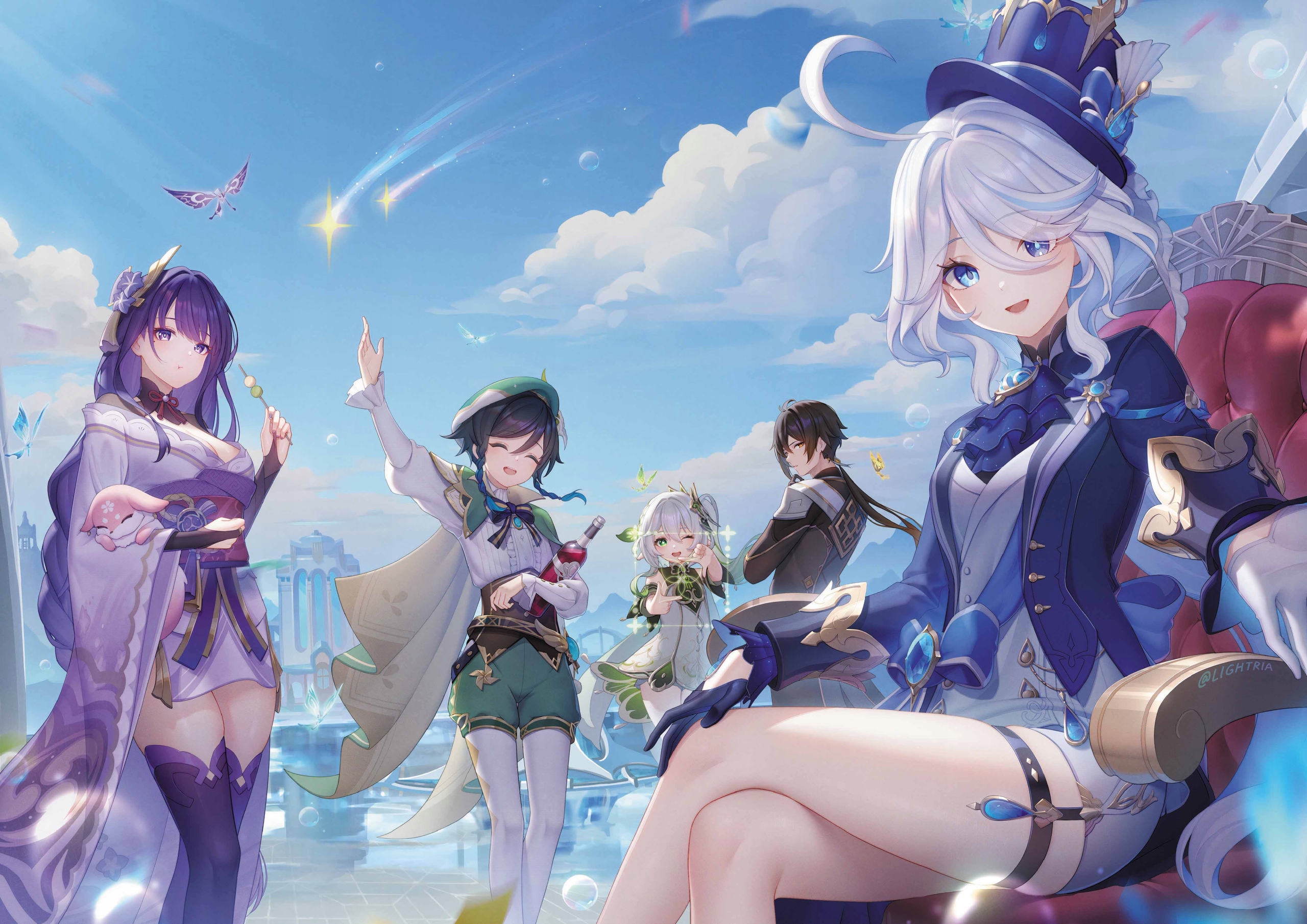 Plakat A1 Genshin Impact Furina Raiden Shogun Venti Zhongli Nahida ...