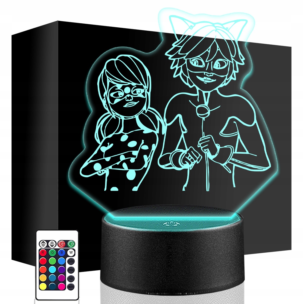LAMPKA NOCNA LED MIRACULUM MIRACULOUS 3D + PILOT prezent URODZINY ...