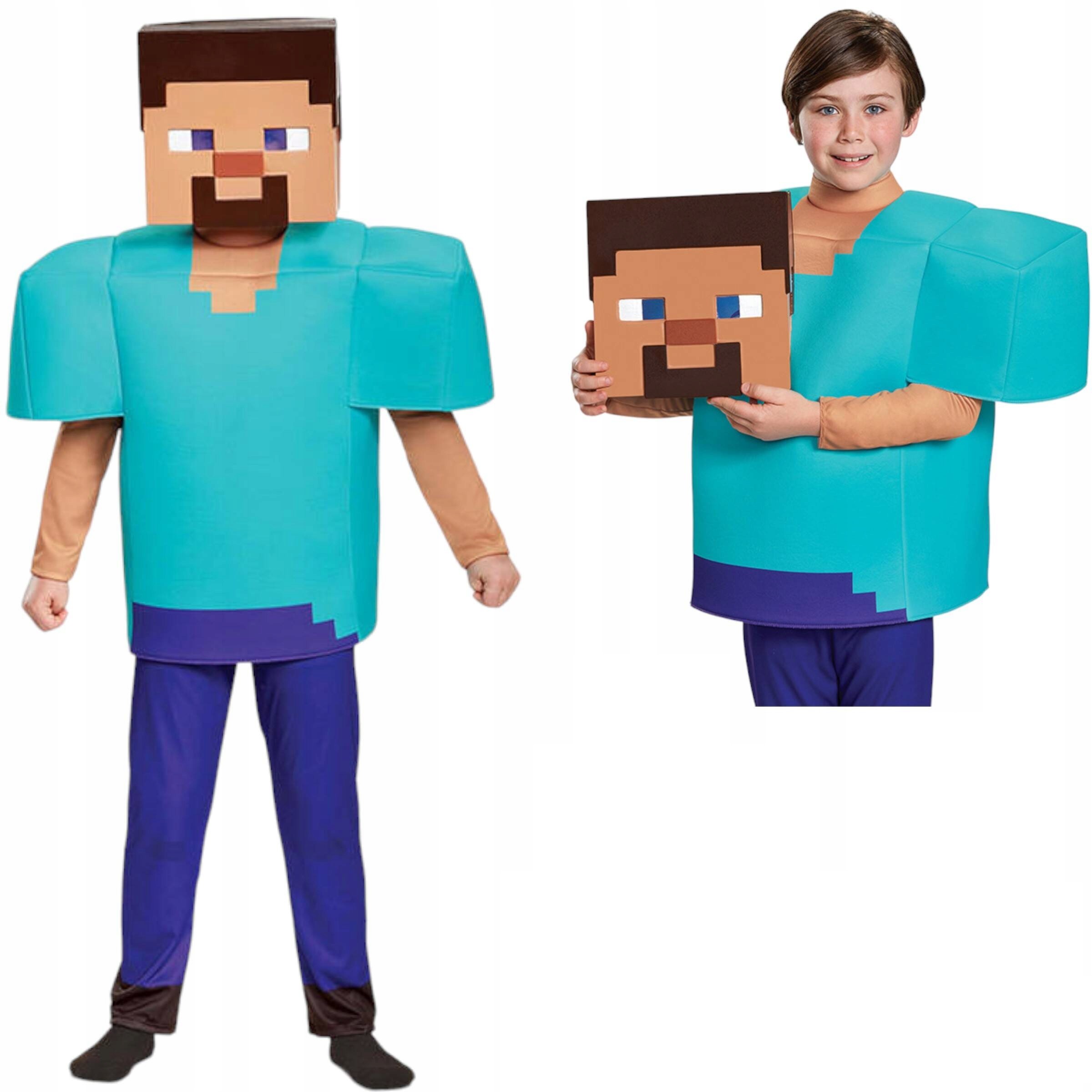 MINECRAFT STEVE KOSTIUM STRÓJ PRZEBRANIE NA BAL R.L 134/140 + KARTY GRATIS 15116637221 - Allegro.pl