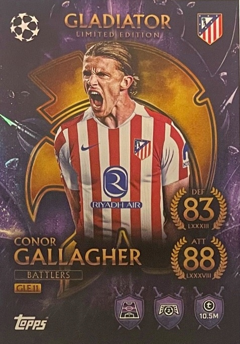TOPPS MATCH ATTAX 2025 2026 GLADIATOR LIMITED Gallagher ATLETICO GLE11 ...