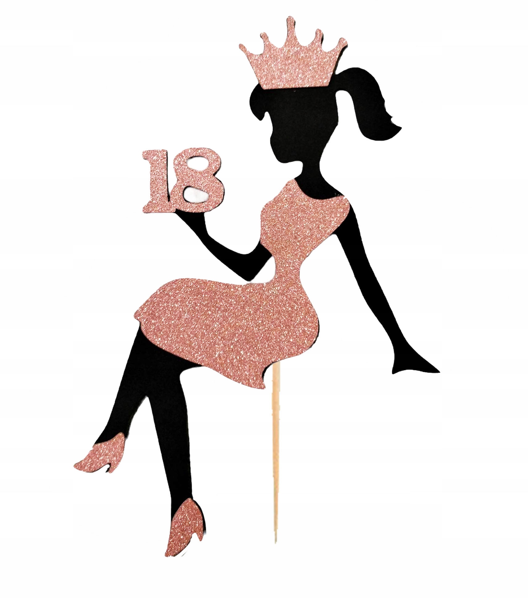 TOPPER TORT KOBIETA CZARNY 18 Z BROKATEM ROSE GOLD 13800776668 - Allegro.pl