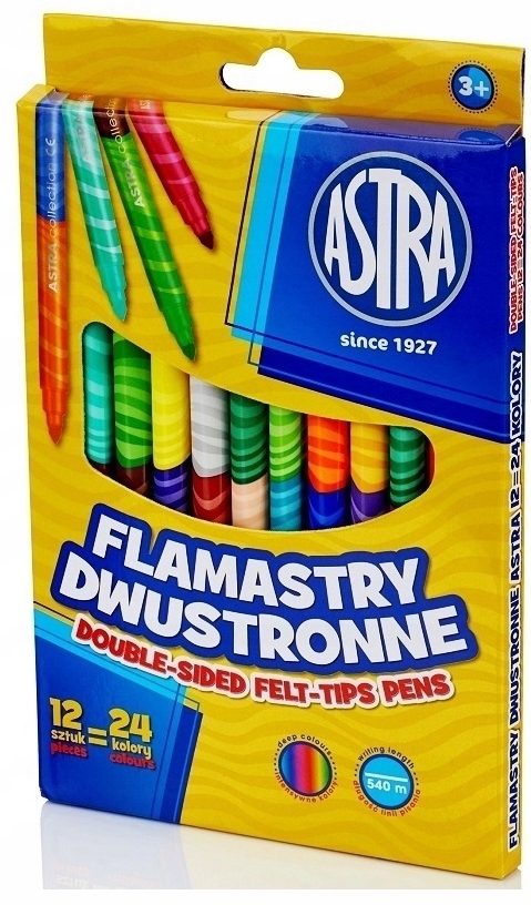 Flamastry dwustronne ASTRA 12=24 kol. (5901137107462) • Cena, Opinie ...