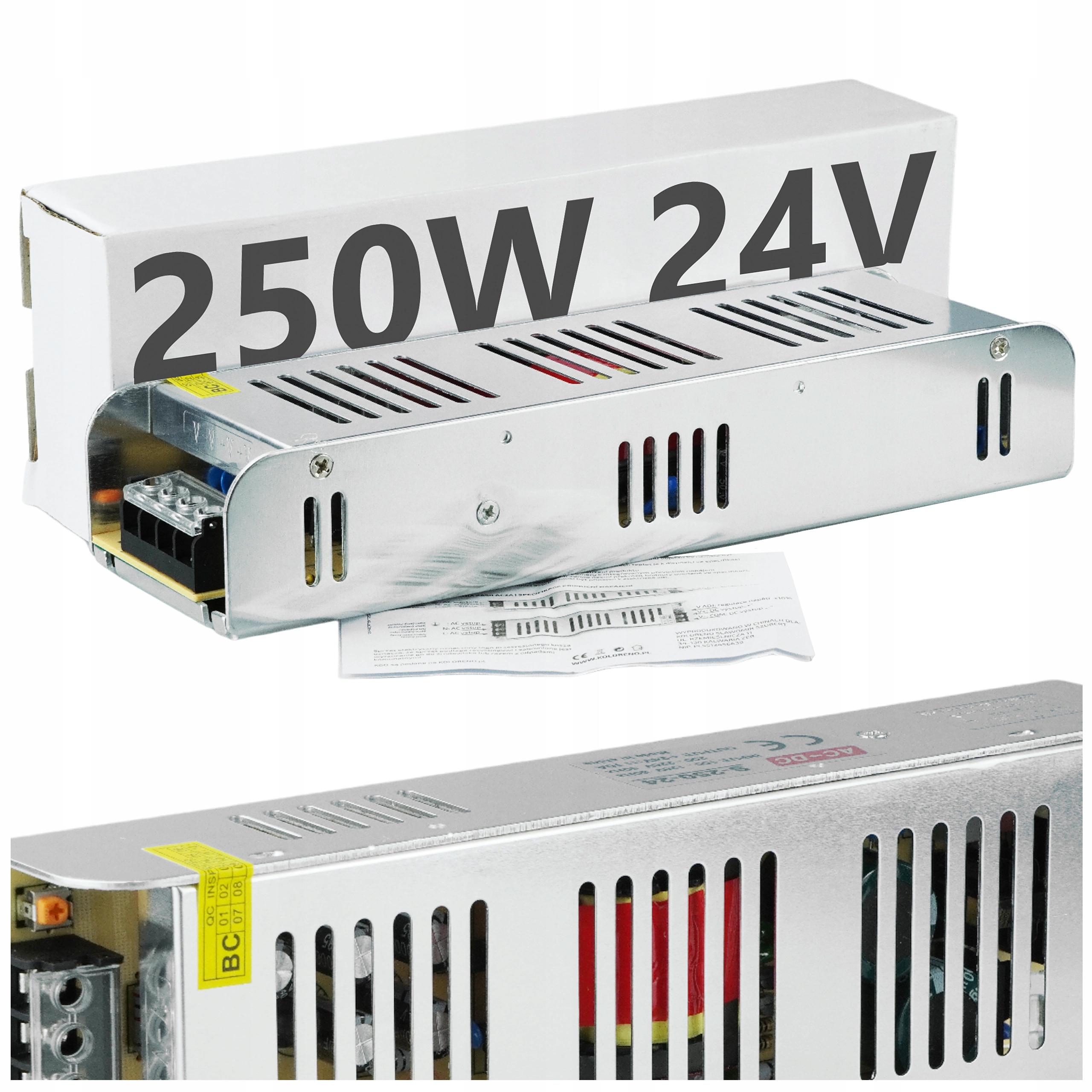 ZASILACZ MODUŁOWY LED 250W 24V TRANSFORMATOR DO TAŚM OPRAW SLIM CCTV 10A - Sklep, Opinie, Cena w ...