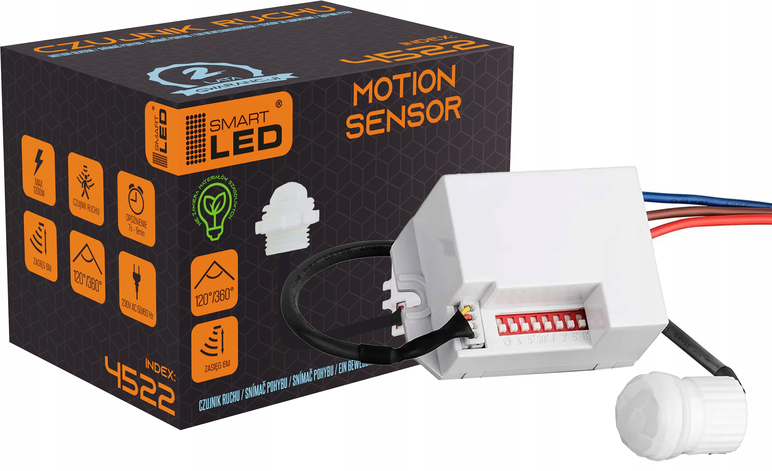 CZUJNIK RUCHU MINI PIR 360 stopni z regulacją do wbudowania do LED ...