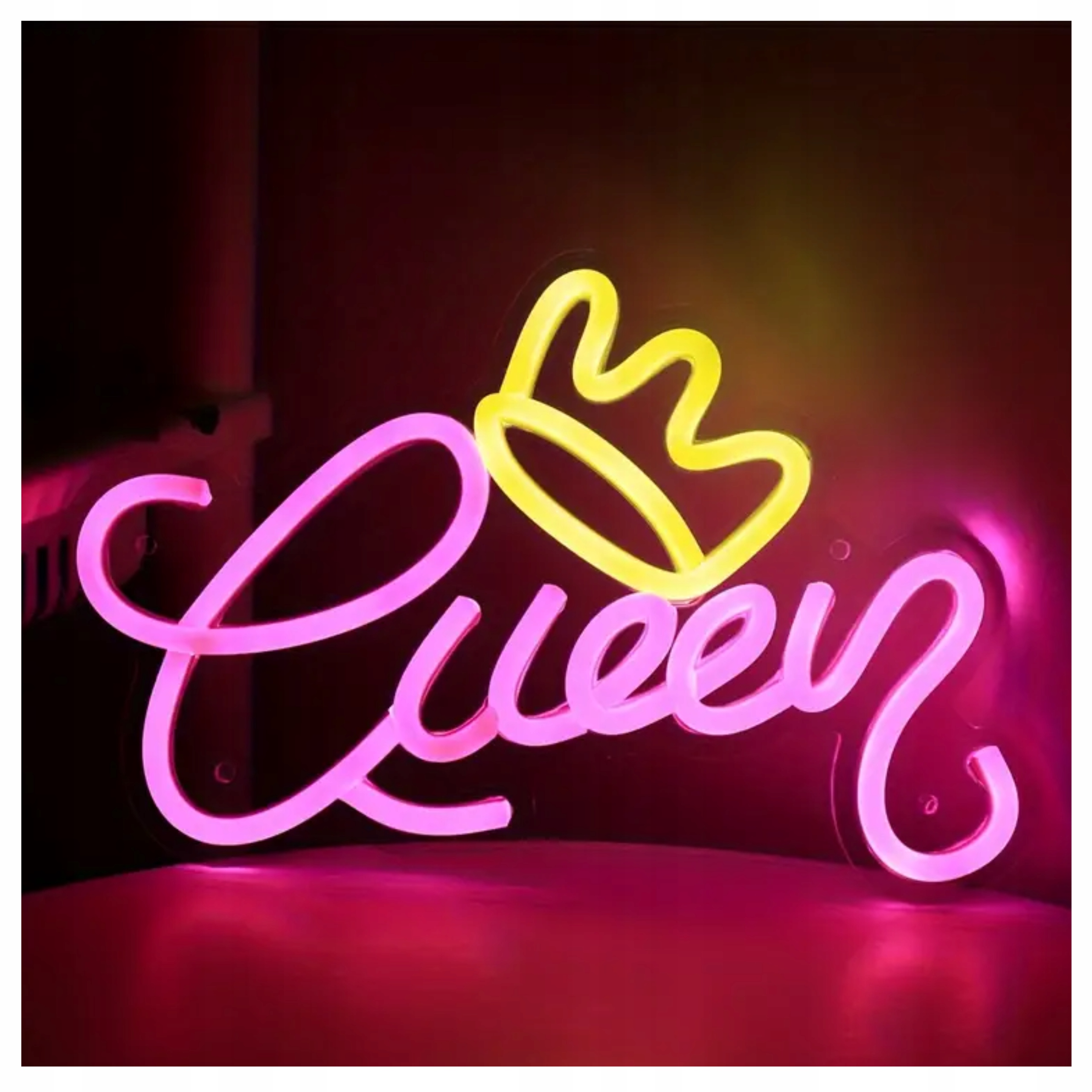 NEON LED QUUEN KSIĘŻNICZKA DLA NIEJ USB LAMPKA NOCNA NA ŚCIANE NAPIS ...
