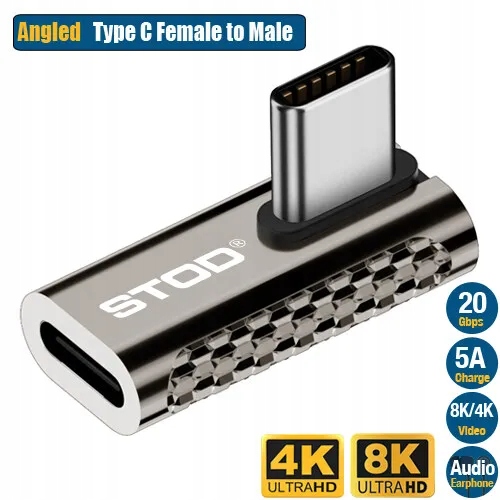 Adapter typu C przedłużacz USB C Adapter kątowy USBC złącze kobiecy ~22533 - Sklep, Opinie, Cena ...